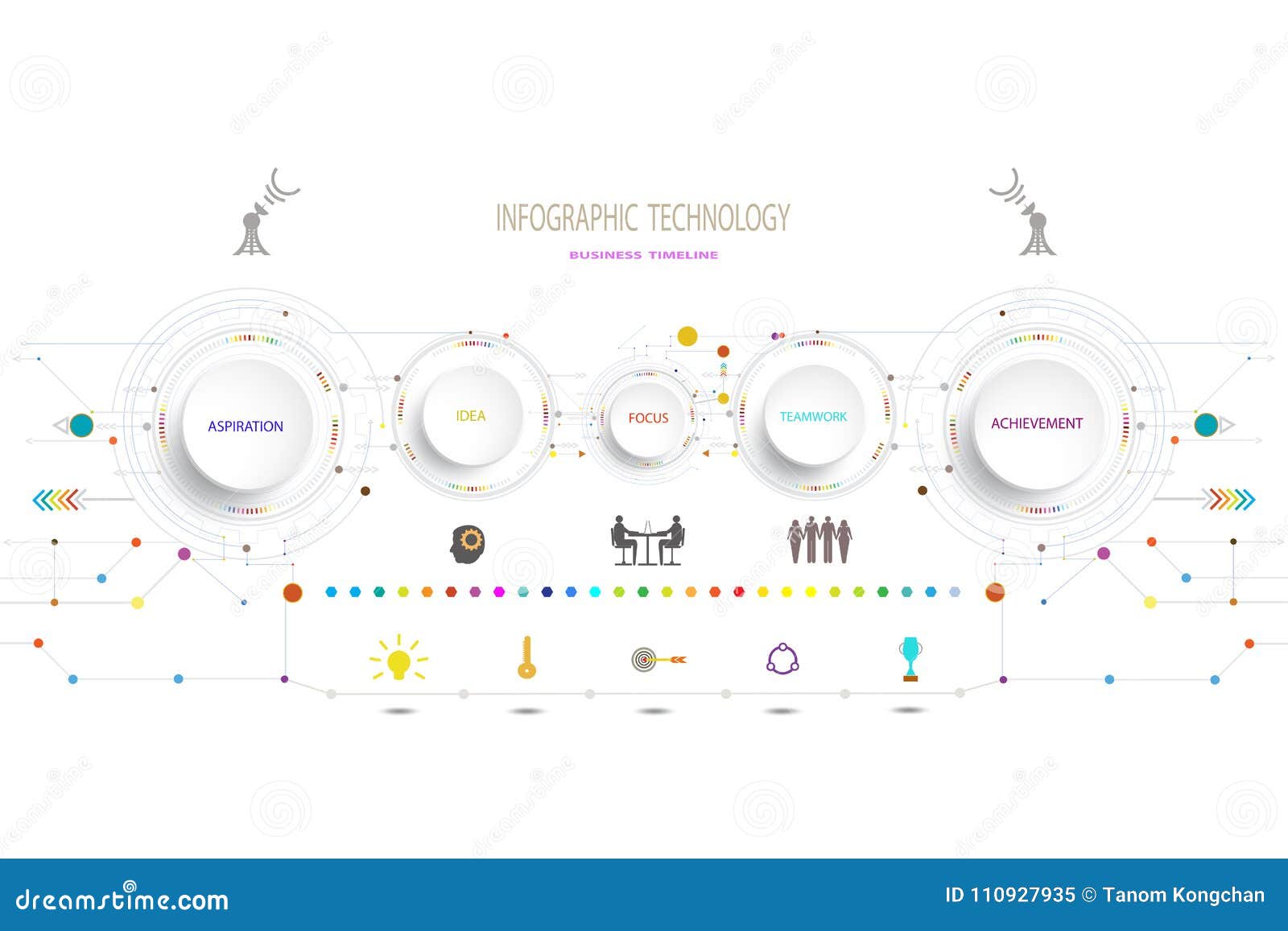 Infographic Template Timeline Technology Hi-tech Digital and Eng Stock ...