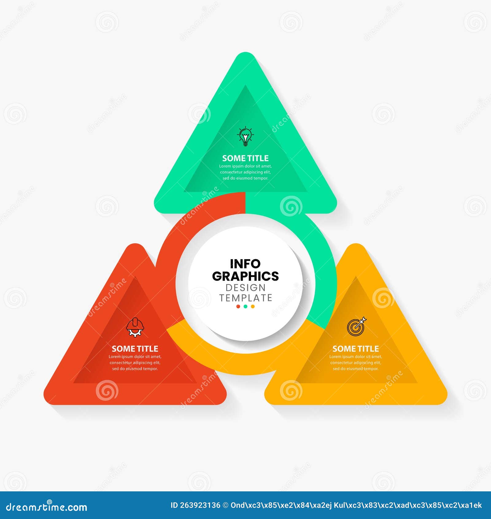 Infographic Template. a Triangle with 3 Steps and a Circle in the ...
