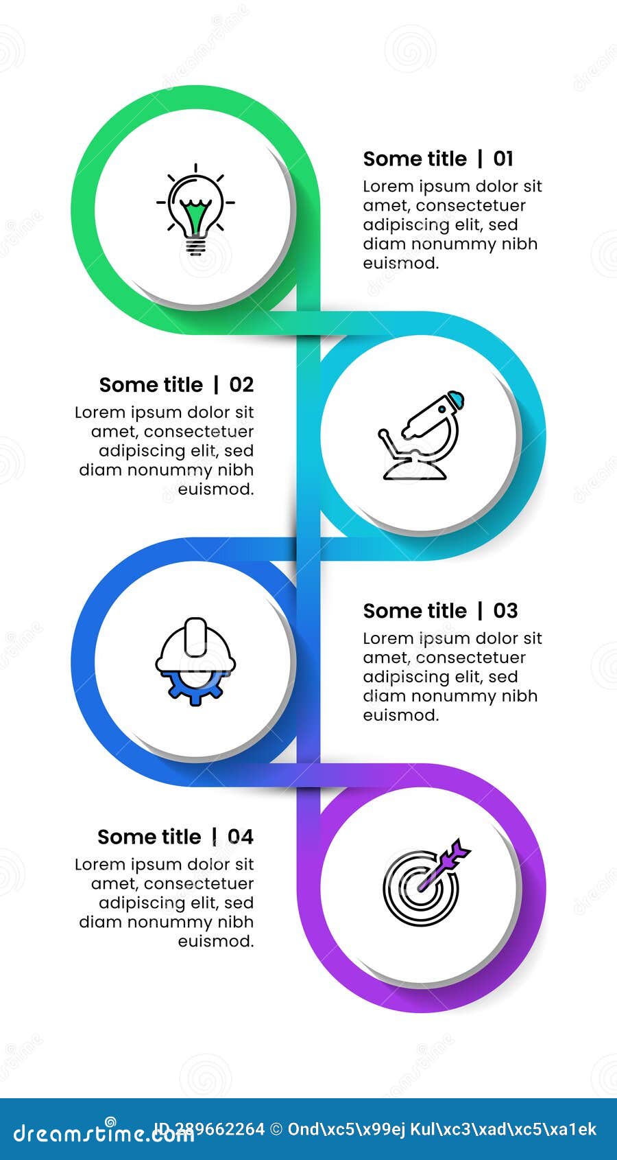 Infographic Template. 4 Vertical Linked Circles with Icons and Text ...