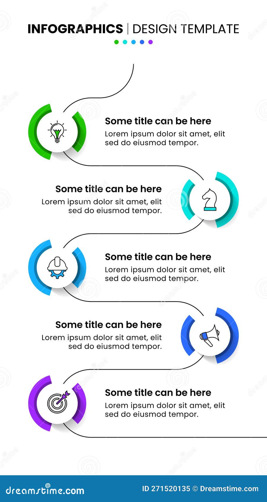 Infographic Template. Vertical Timeline with 5 Steps and Icons Stock ...