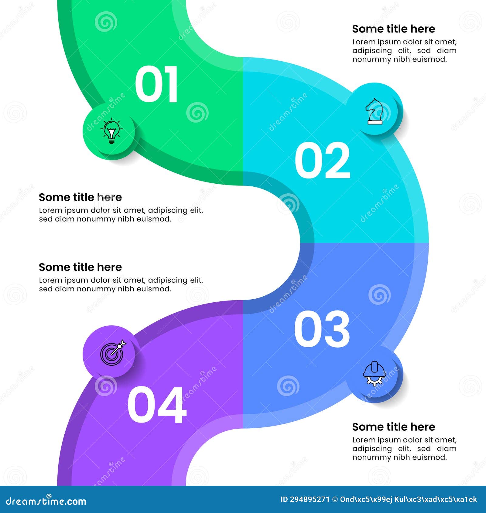 Infographic Template. Vertical Zigzag Line with 4 Steps Stock ...
