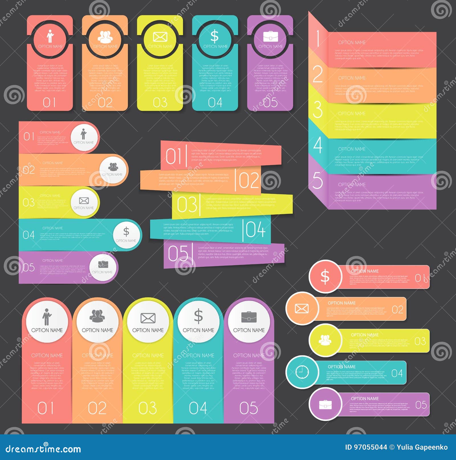 Infographic Templates Collection Set for Business Vector Illustration ...
