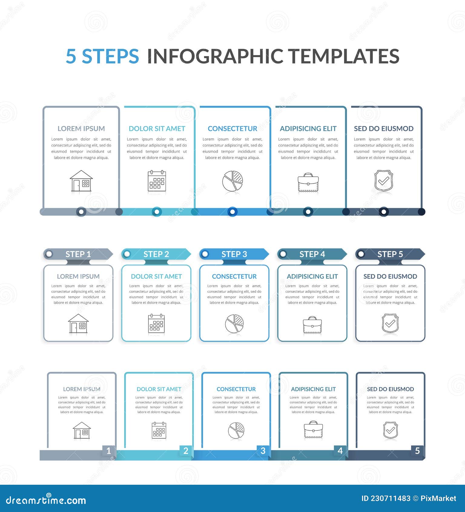 Infographic Templates with Five Steps Stock Vector - Illustration of ...