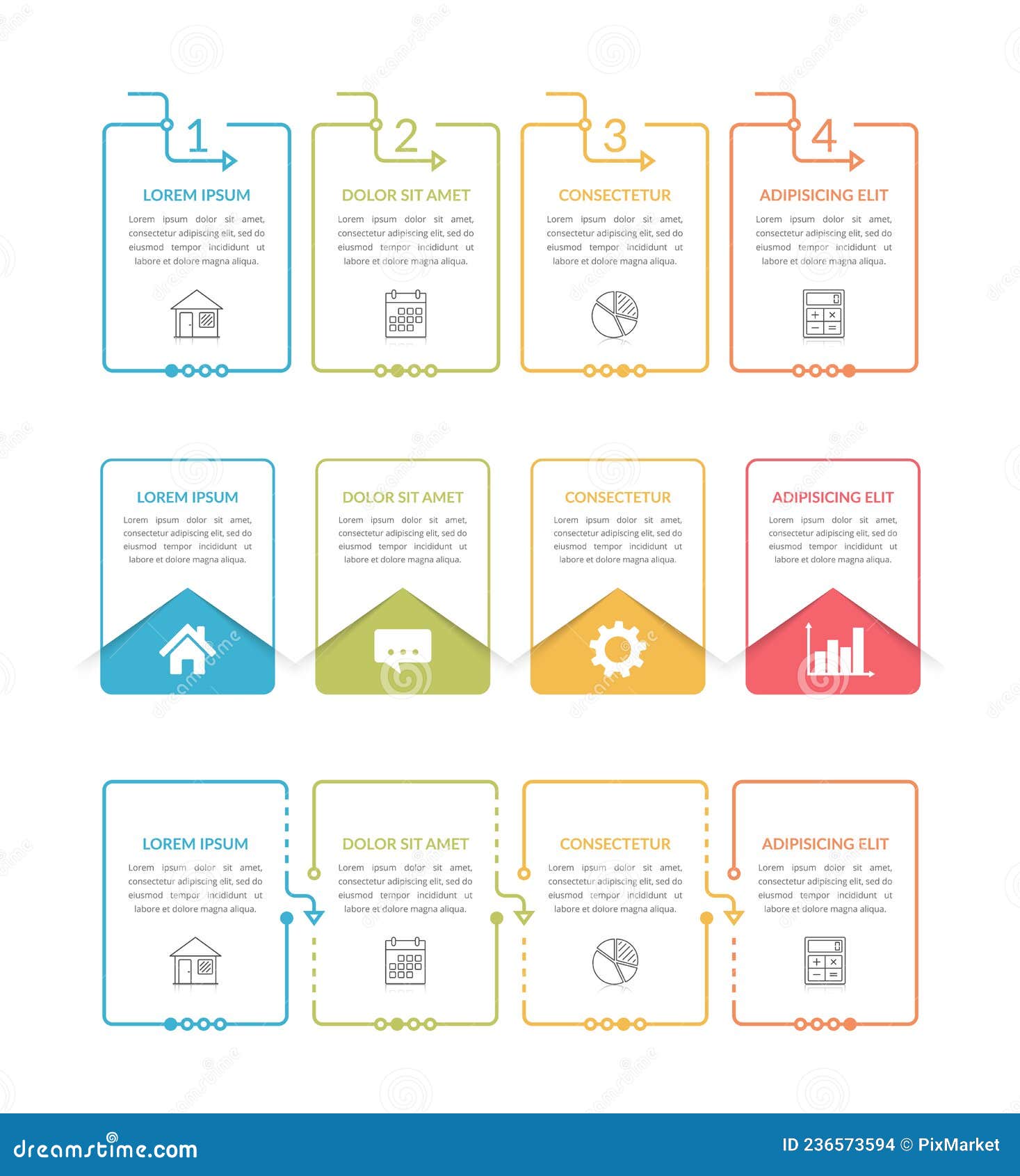 Infographic Templates with Four Steps Stock Vector - Illustration of ...