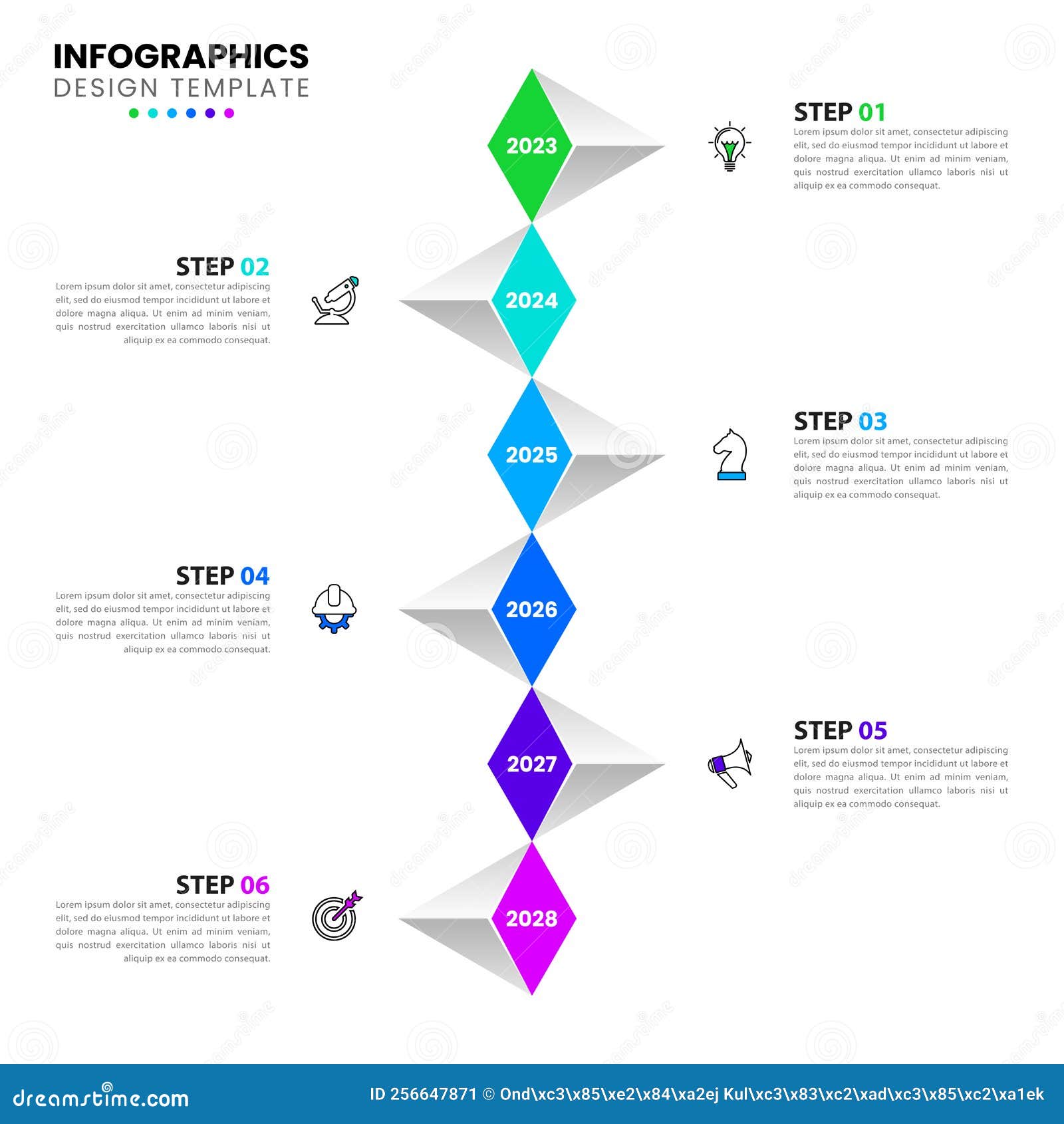Infographic Templates. Vertical Timeline with Arrows and 6 Steps Stock ...