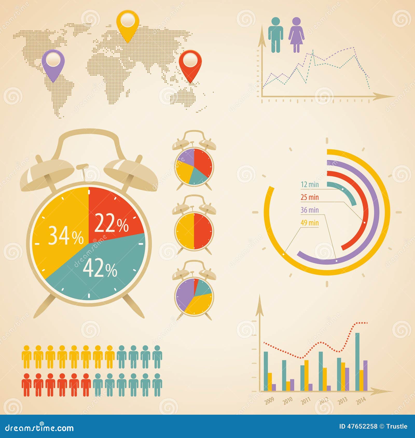 Infographic Time Management Elements Stock Vector - Illustration of ...