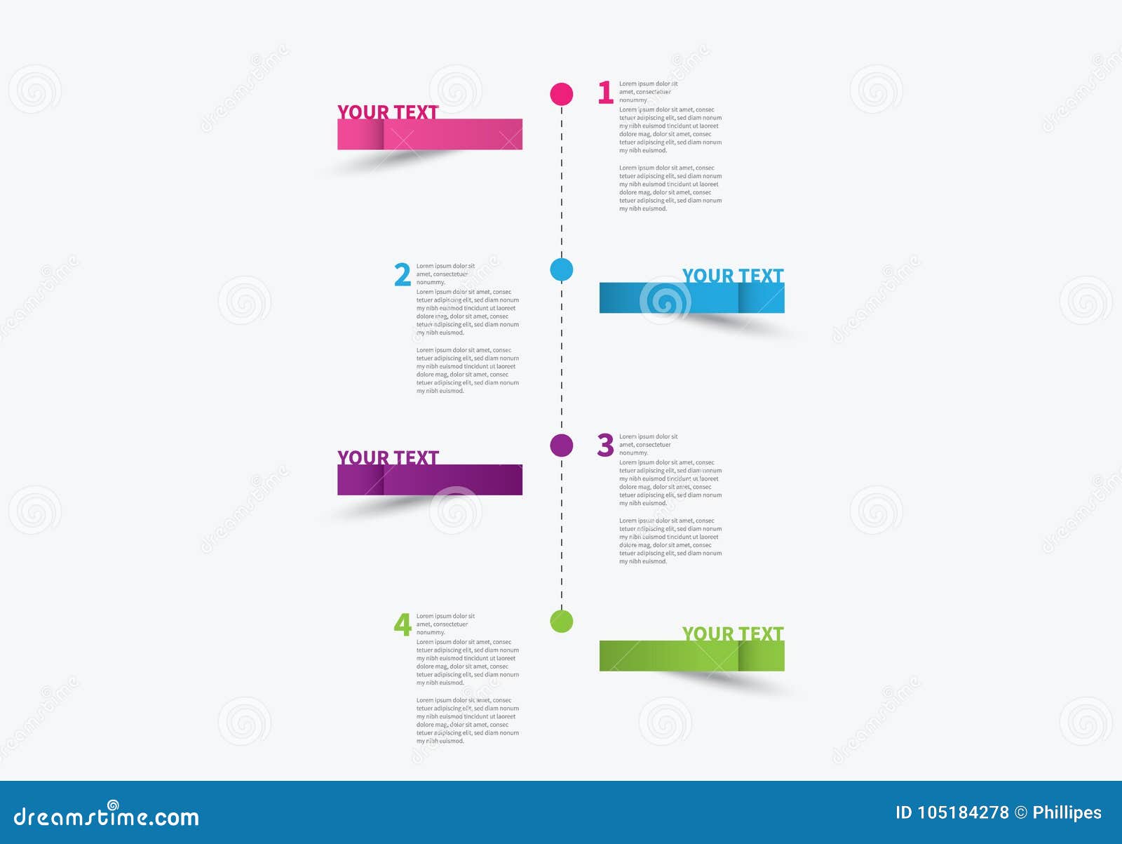 Infographic Timeline with 4 Colorful Steps Stock Vector - Illustration ...