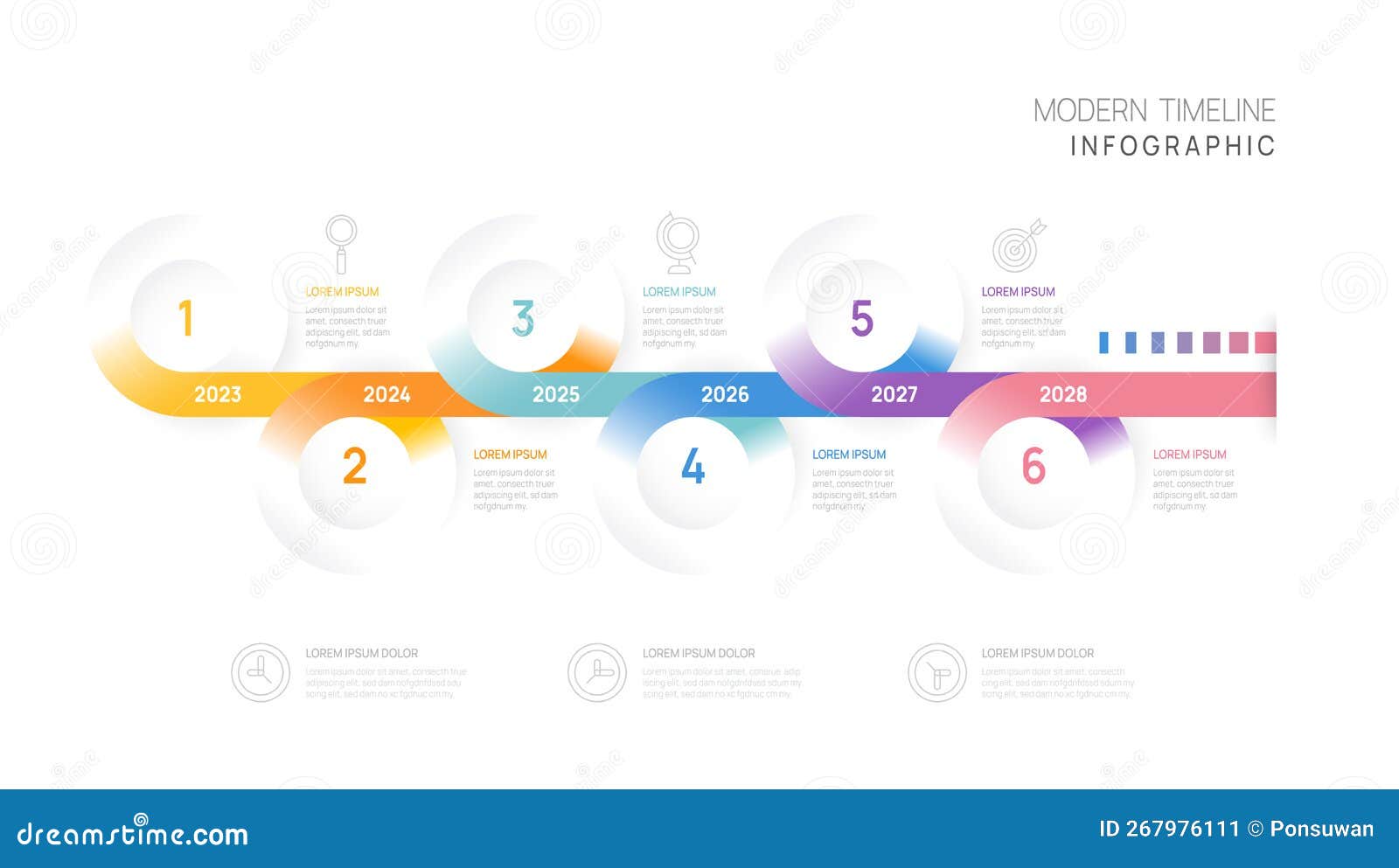 Infographic Timeline Diagram Template for Business. 6 Steps Modern ...