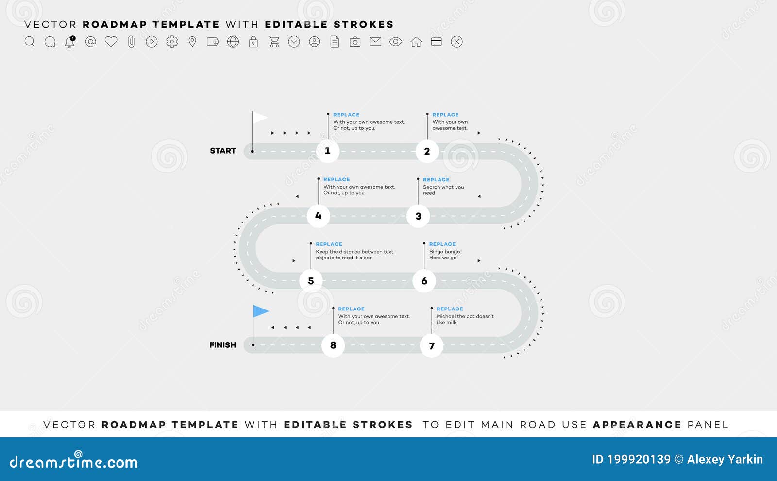 Infographic Timeline With Editable Strokes. Vector Roadmap, Template ...