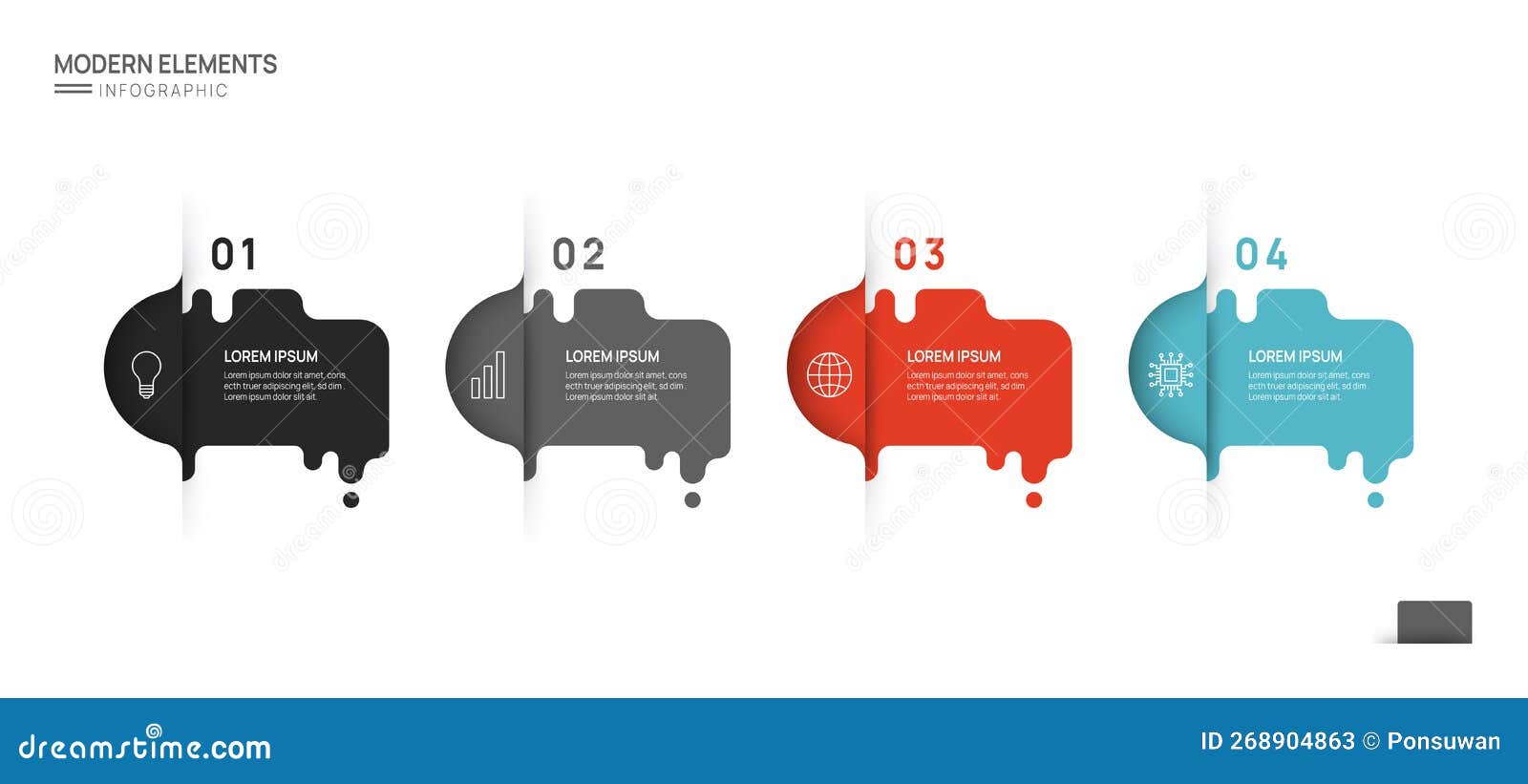 Infographic Timeline Rounded Elements Diagram Template For Business. 4 ...