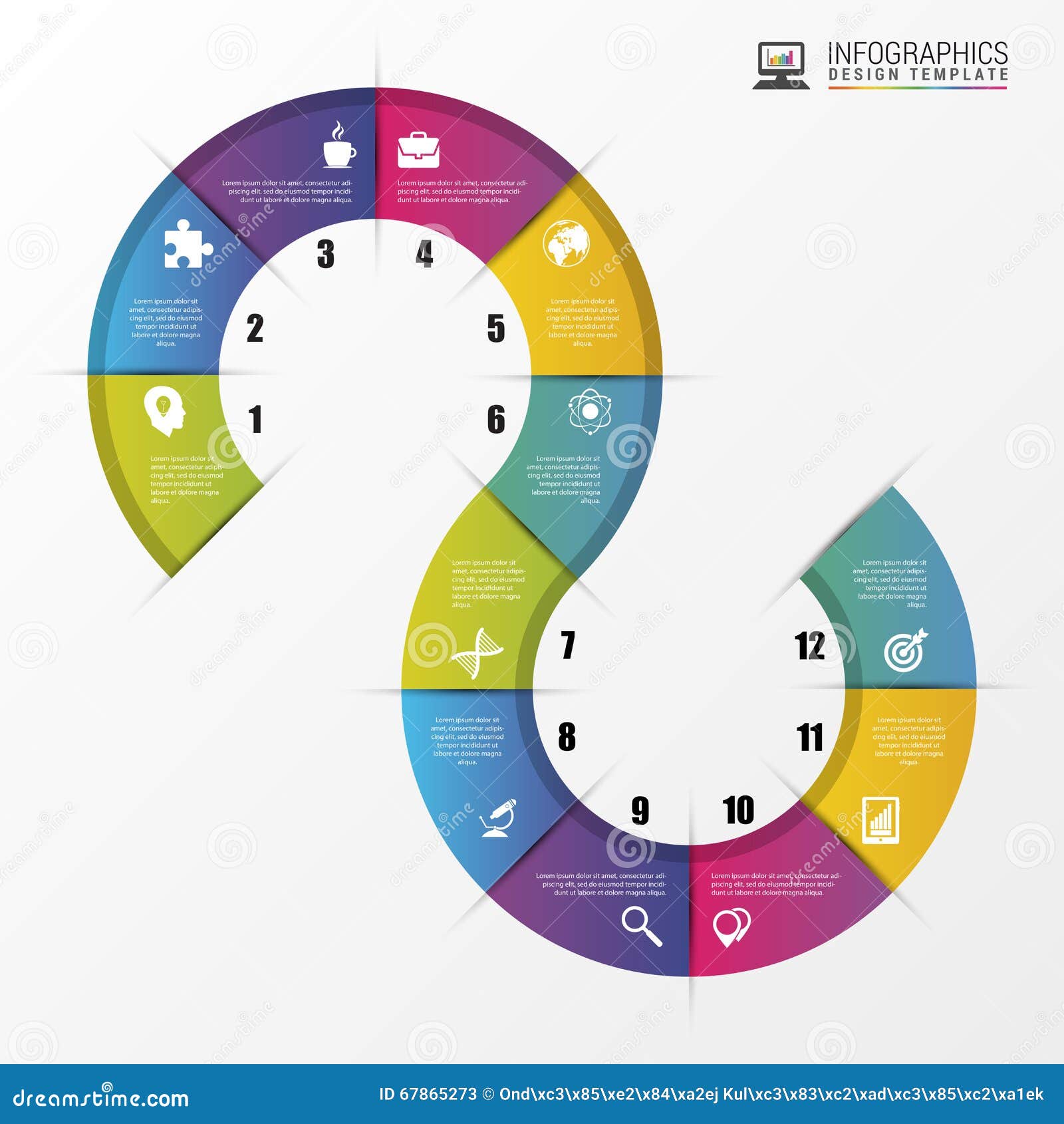 Spiral Business Line Chart, Graph Template, Infographics Element Vector ...