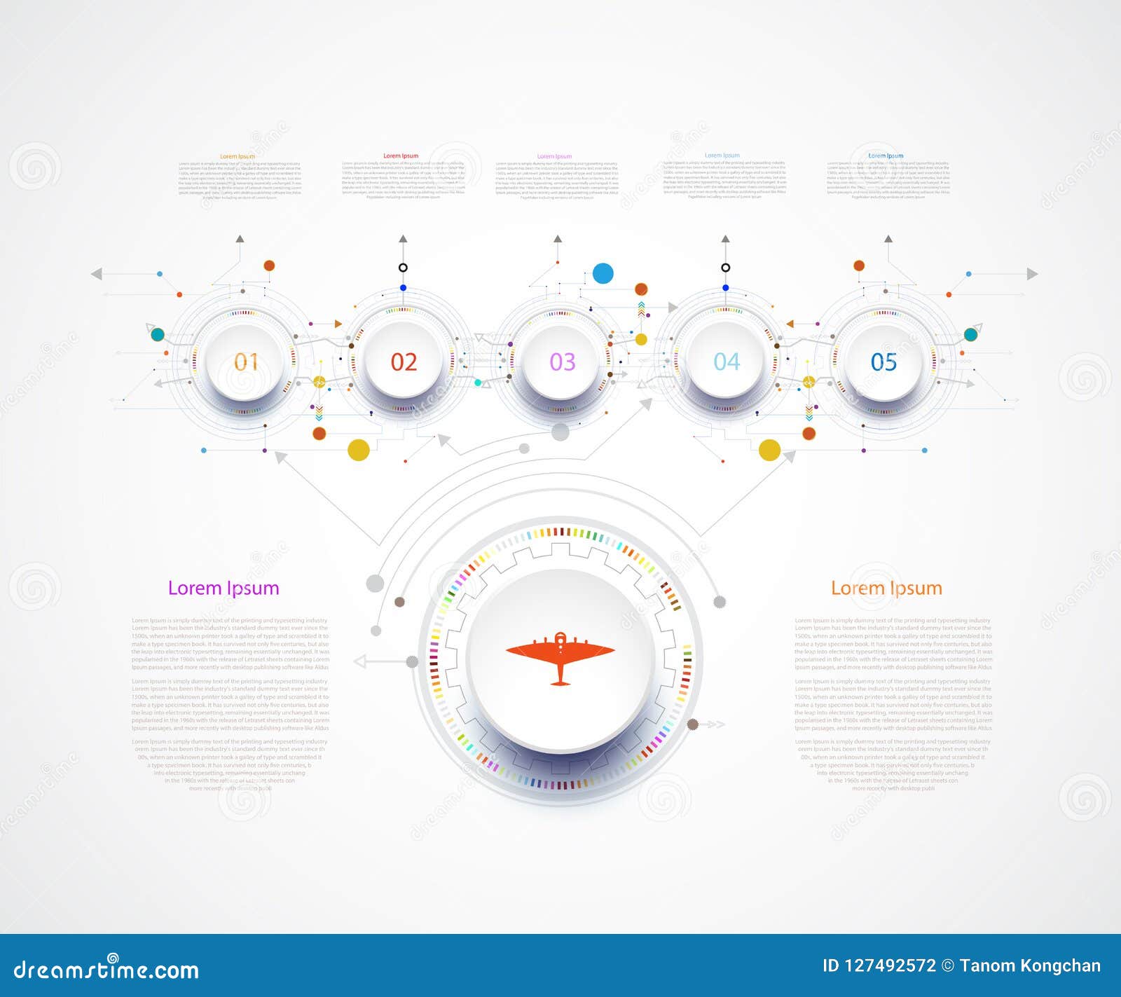 Infographic Timeline Technology Template Circuit with 3D and 5 S Stock ...