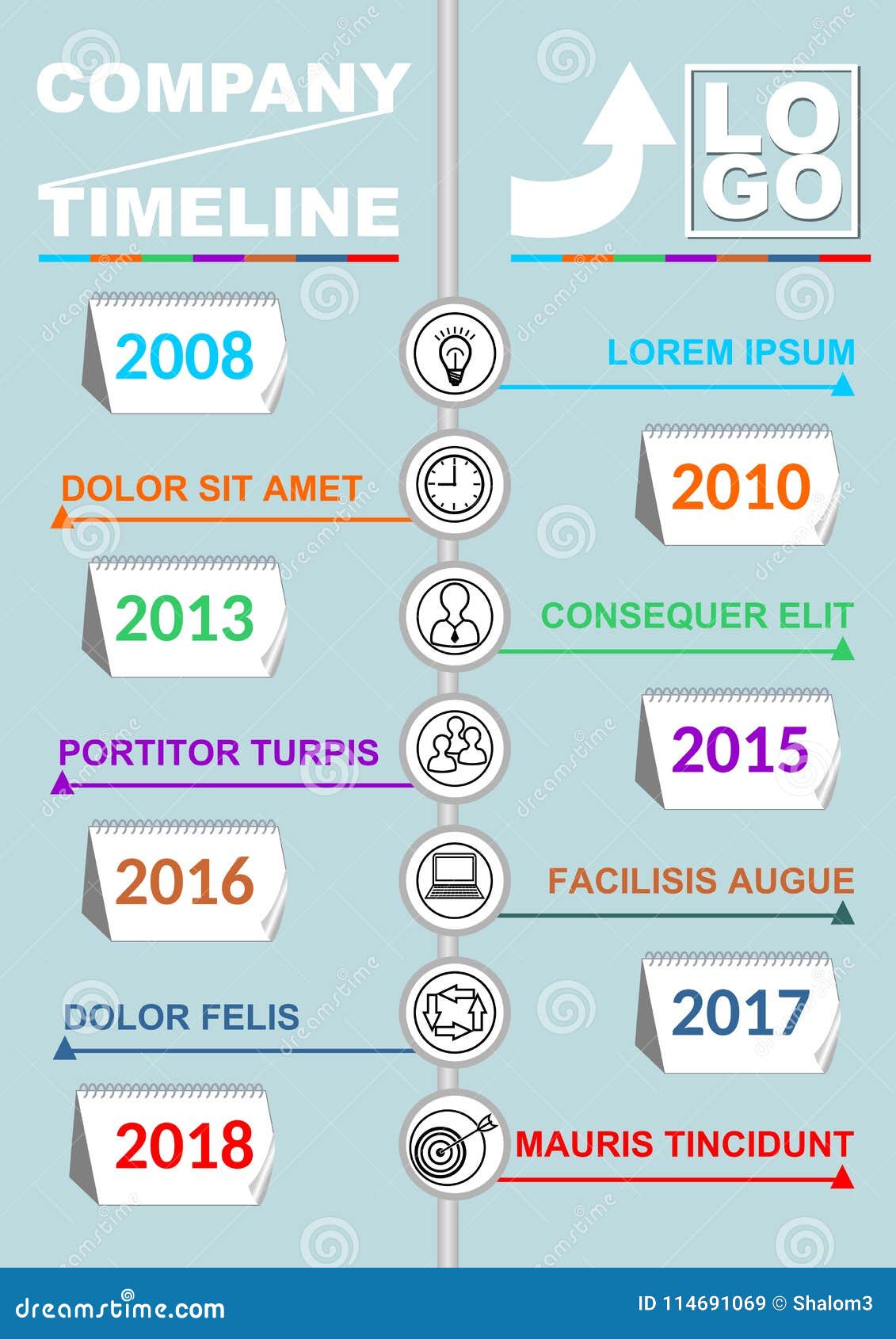 Infographic Timeline Template, Abstract Vector with Seven Calendar ...