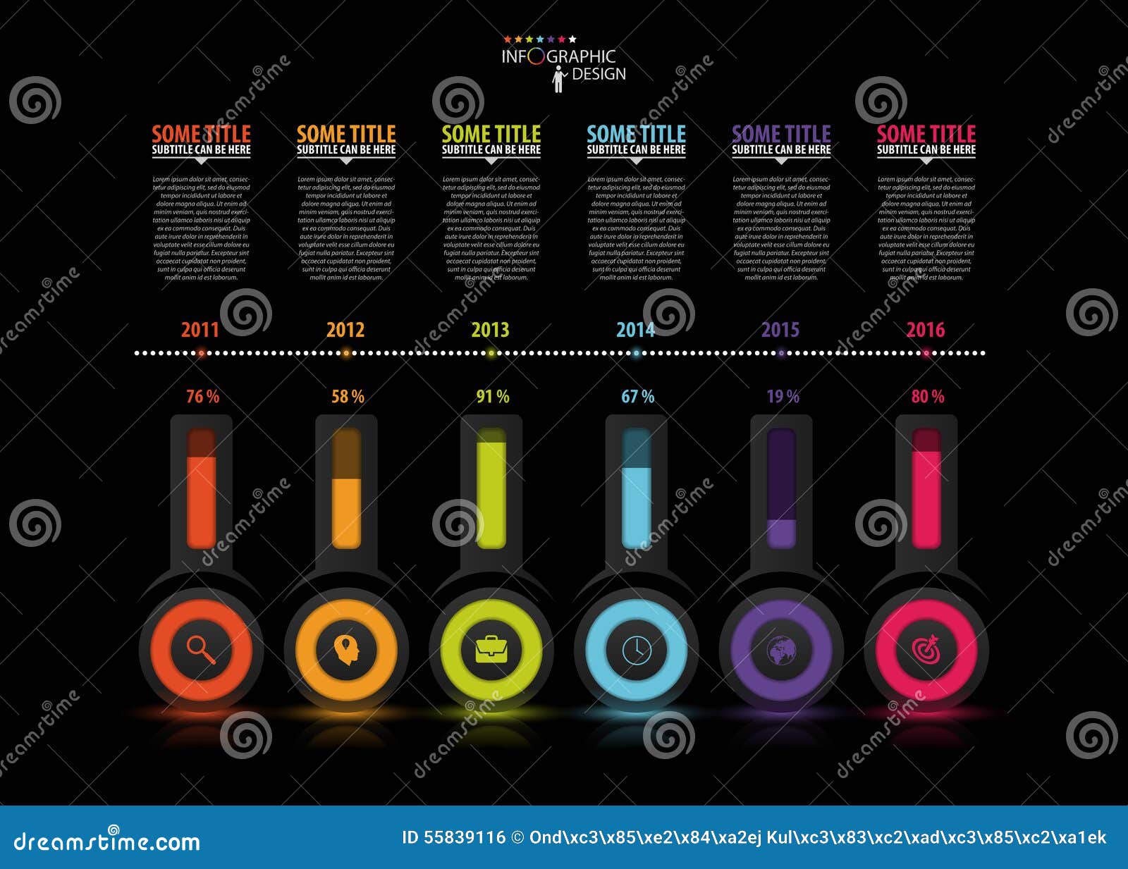 Infographic Timeline Template with Glowing Elements. Vector Stock ...