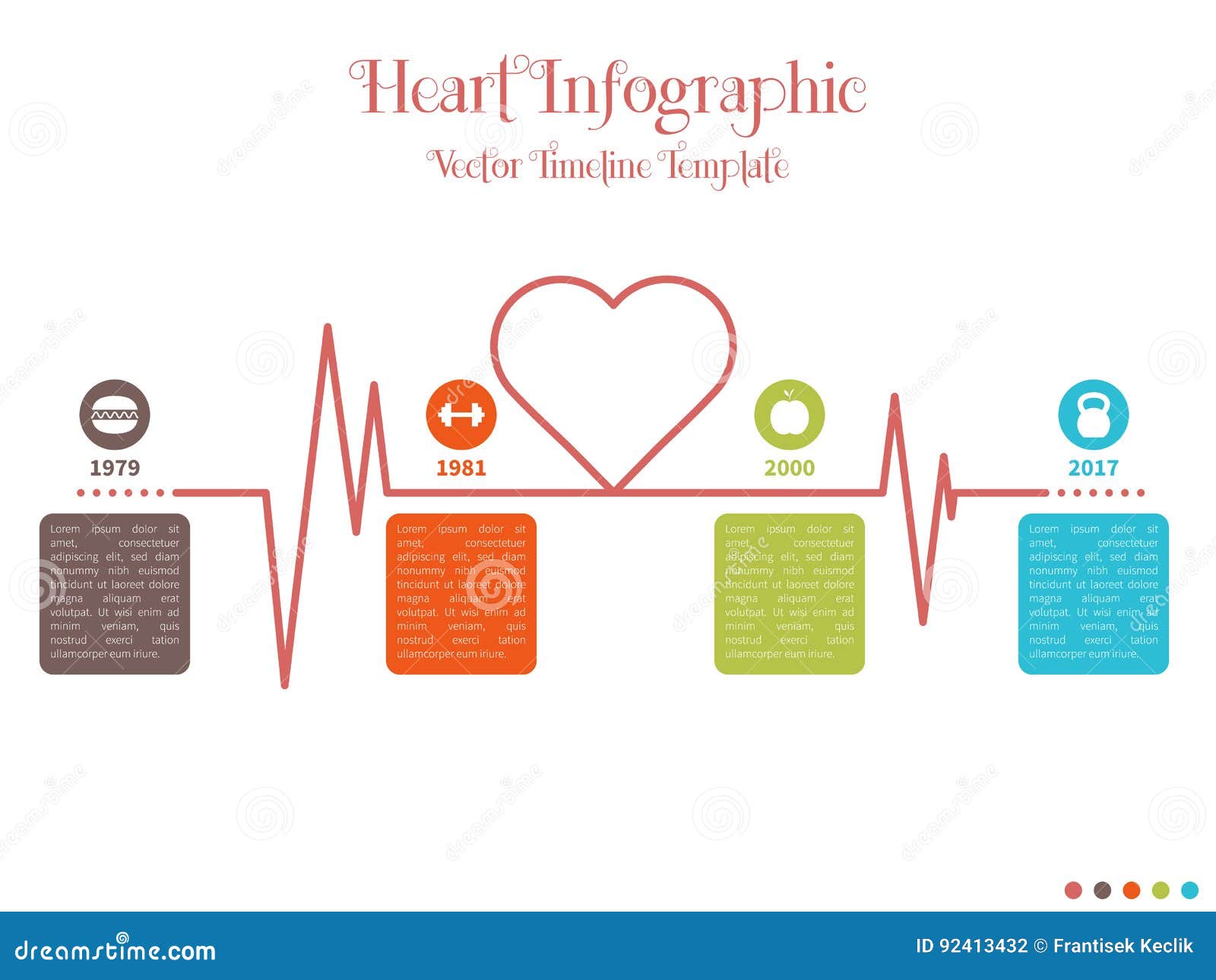 Infographic Timeline Template With Heart Vector Illustration ...
