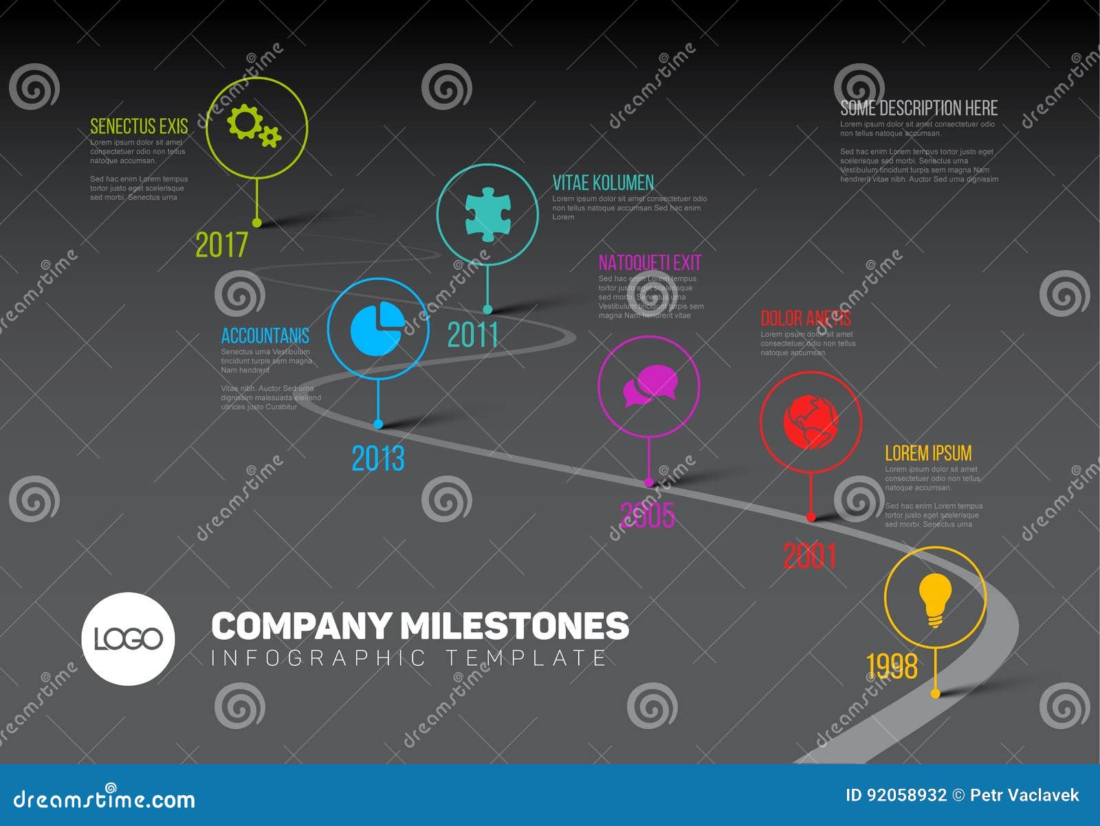 Infographic Timeline Template with Pointers Stock Vector - Illustration ...