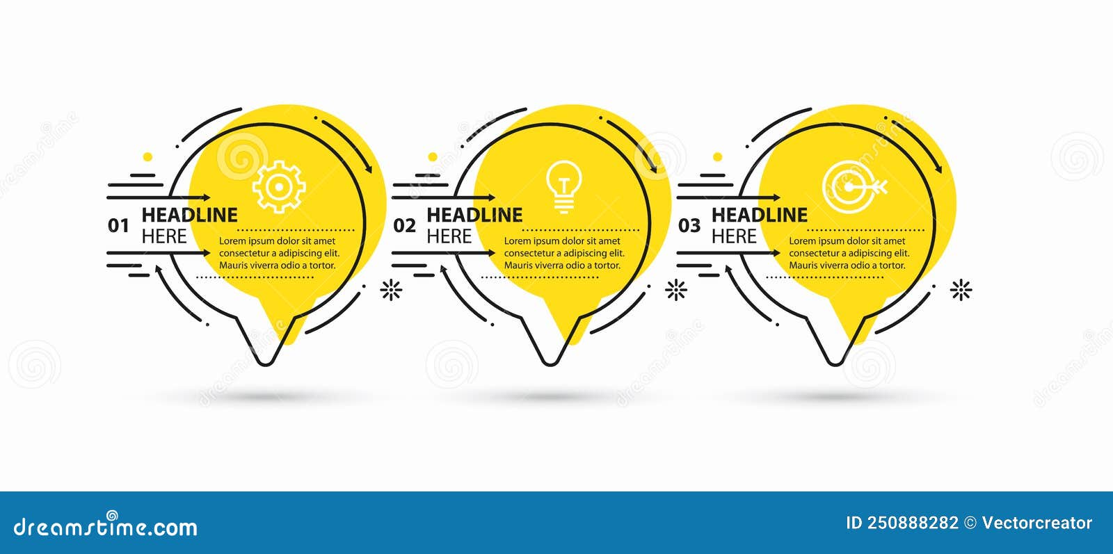 Infographic Timeline Template, Process Chart with 3 Steps, Numbered ...