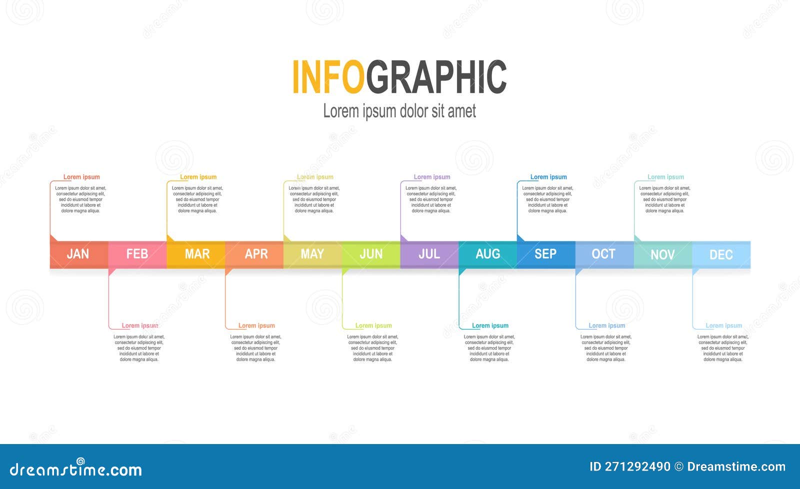 Infographic Timeline Template 12 Steps Business Data Stock Vector ...