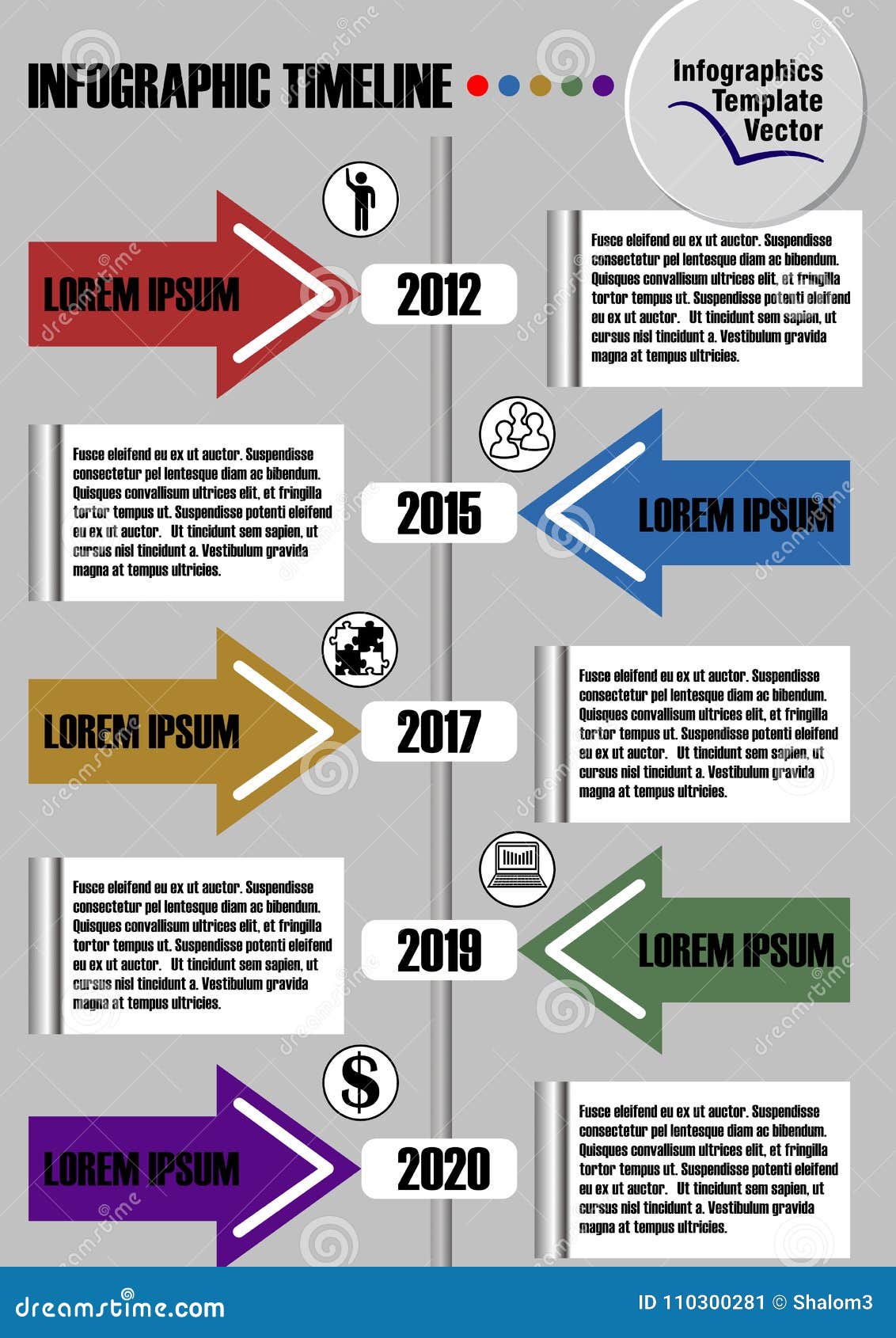 Infographic Timeline Visualization Template, Abstract Vector with ...