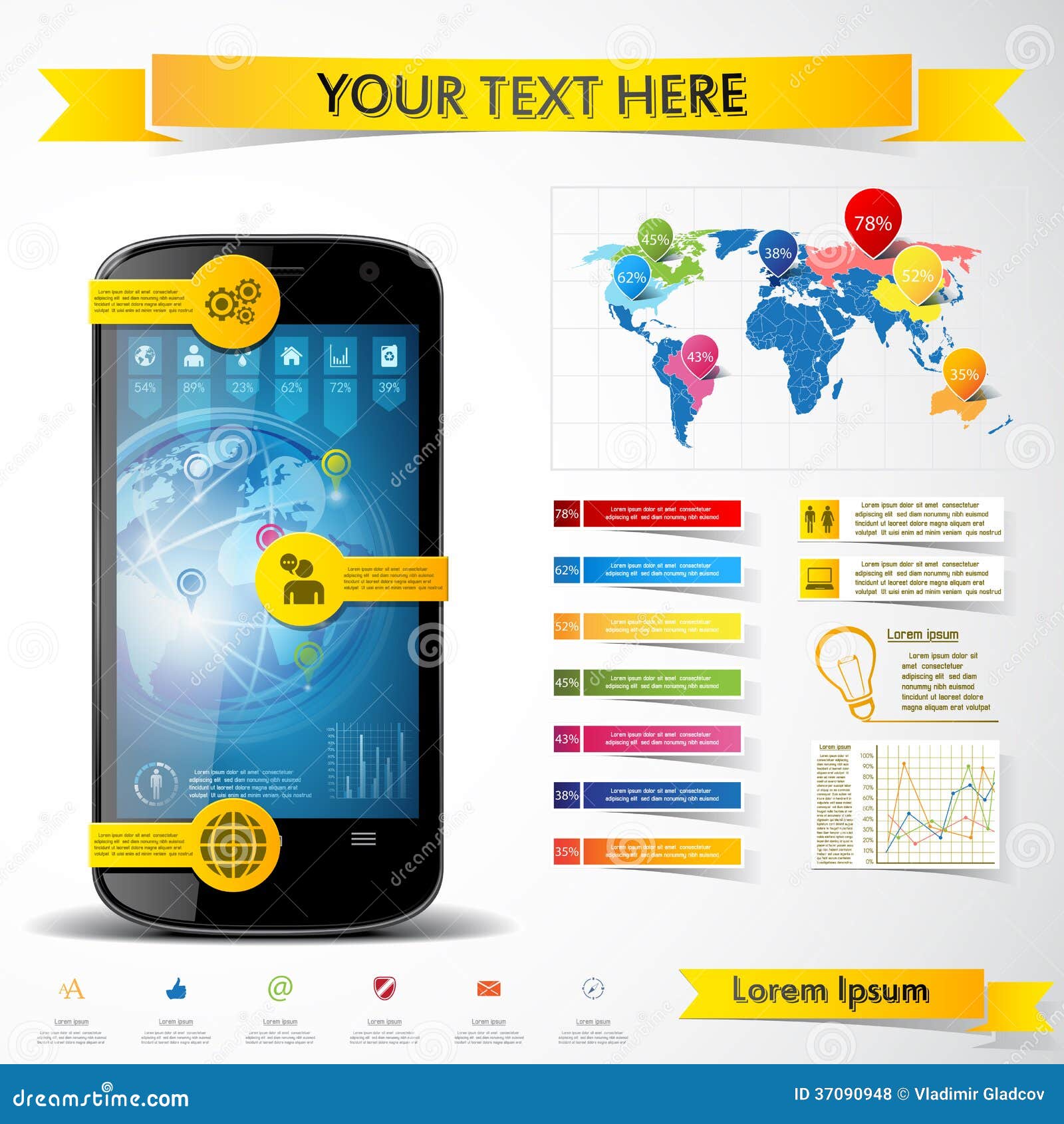 Infographic with a Touch Screen Smartphone Stock Vector - Illustration ...