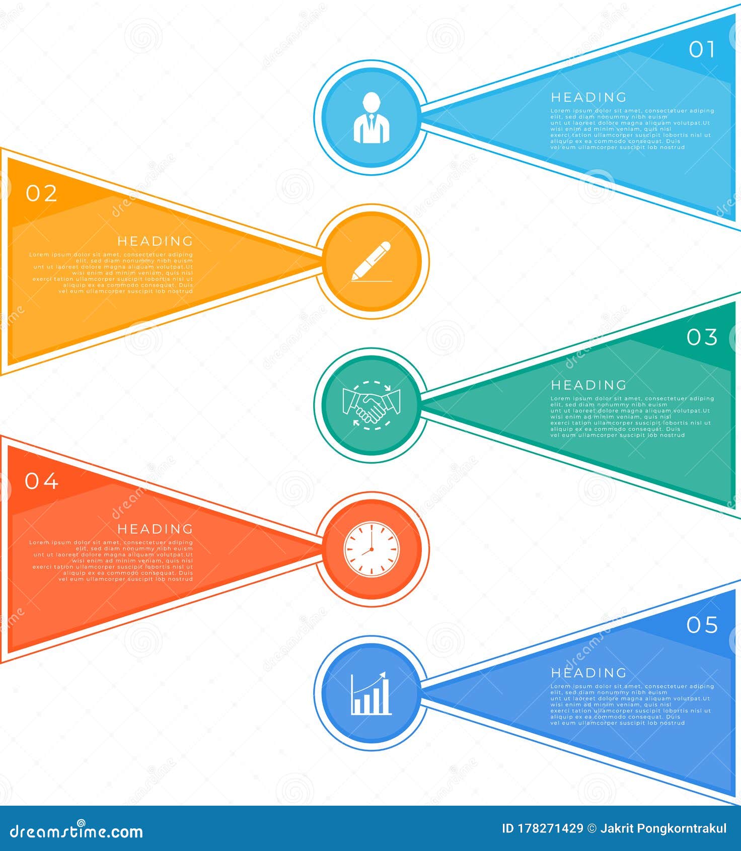 Infographic Triangle Heading Work Step Business Planning Color Bright ...