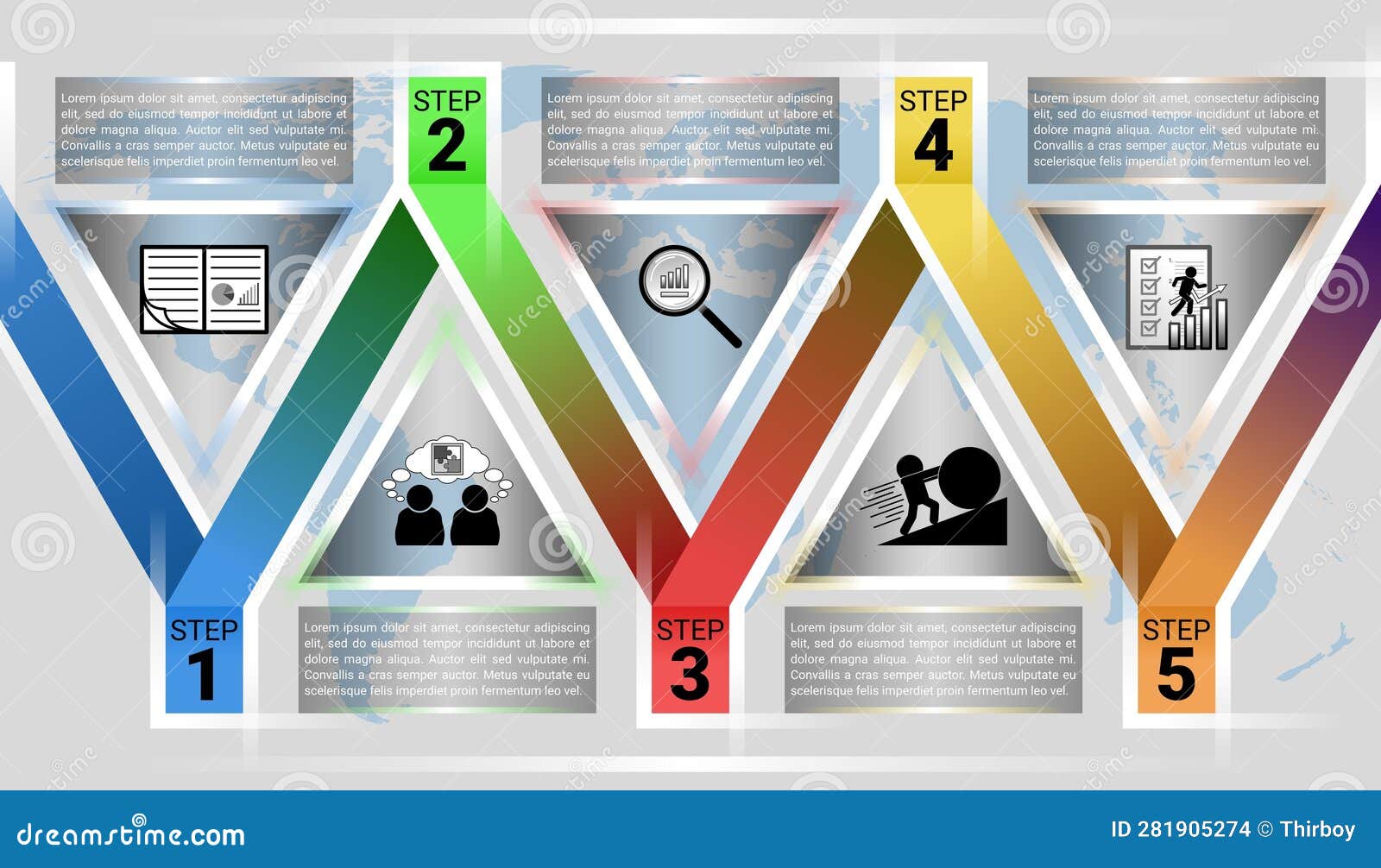 Infographic Triangle Template with Diagram 5 Steps Stock Vector ...