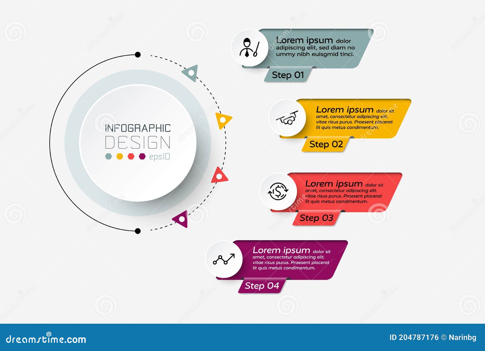 Vector Design Describes the Data by Diagram Showing 4 Working Steps ...