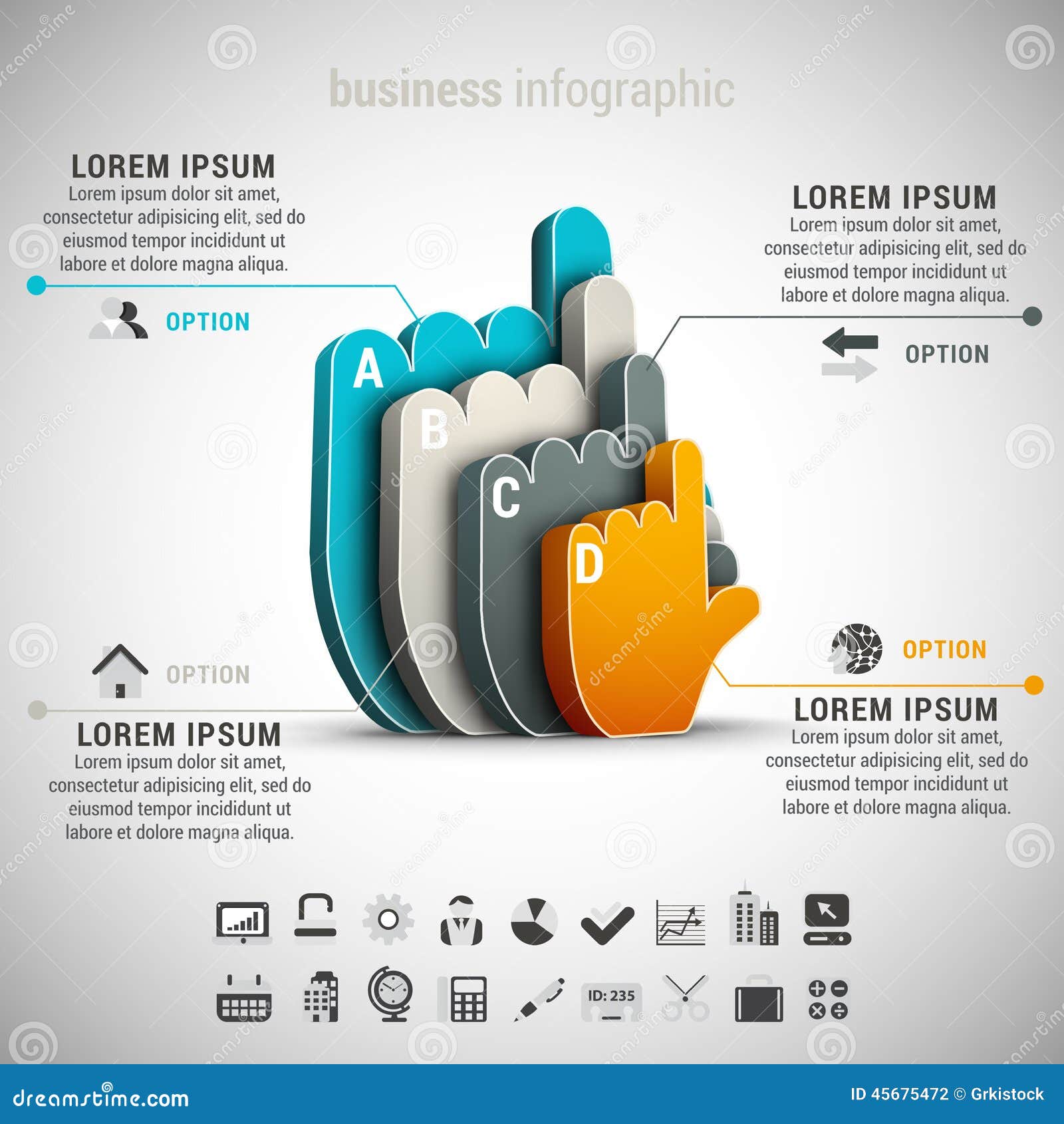 Infographic stock vector. Illustration of click, hand - 45675472