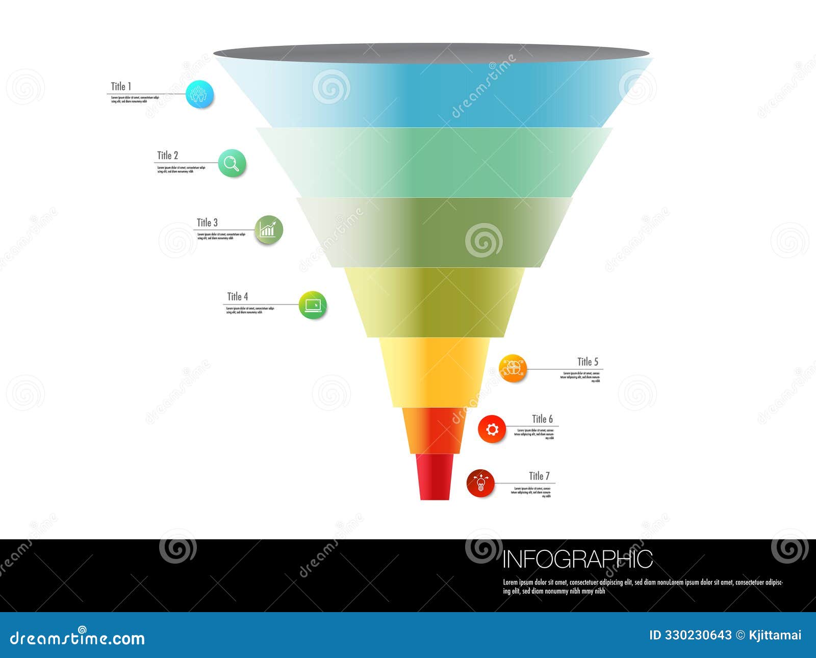 Infographic Design Template with Colorful Funnel. Stock Illustration ...