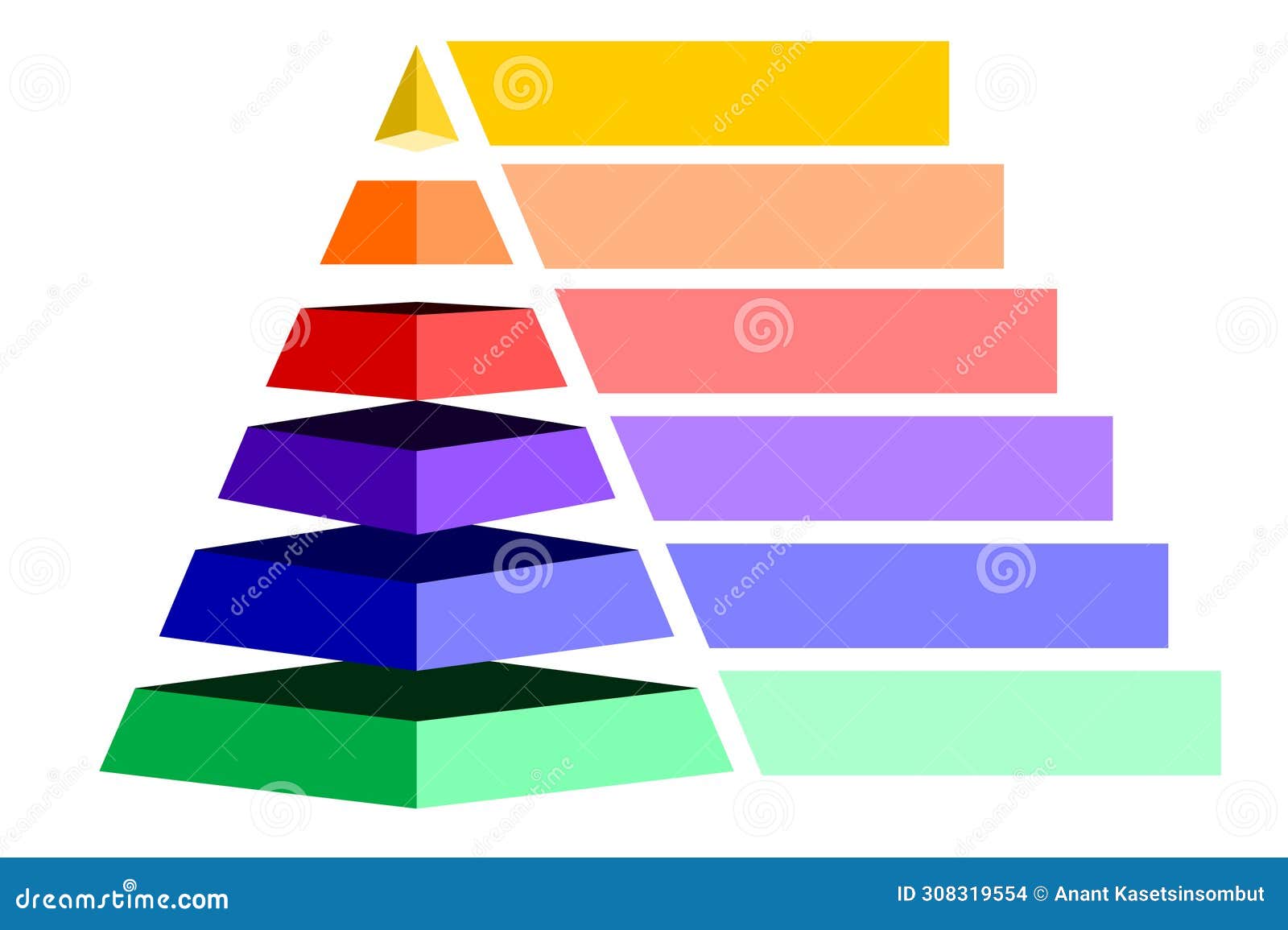 Pyramid Shape Graphic Made of Siv Layers for Presenting Business Ideas ...