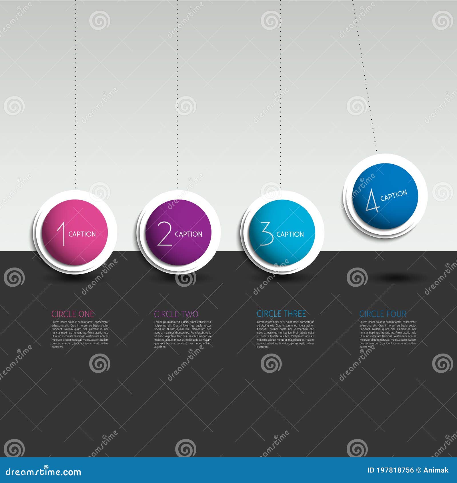 Infographic Vector Option Banner with Pendulum. Color Spheres, Balls ...