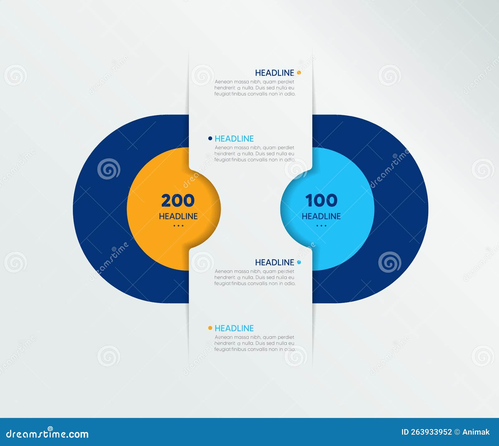 Infographic Vector Option Banner with 2 Steps. Color Spheres, Balls ...