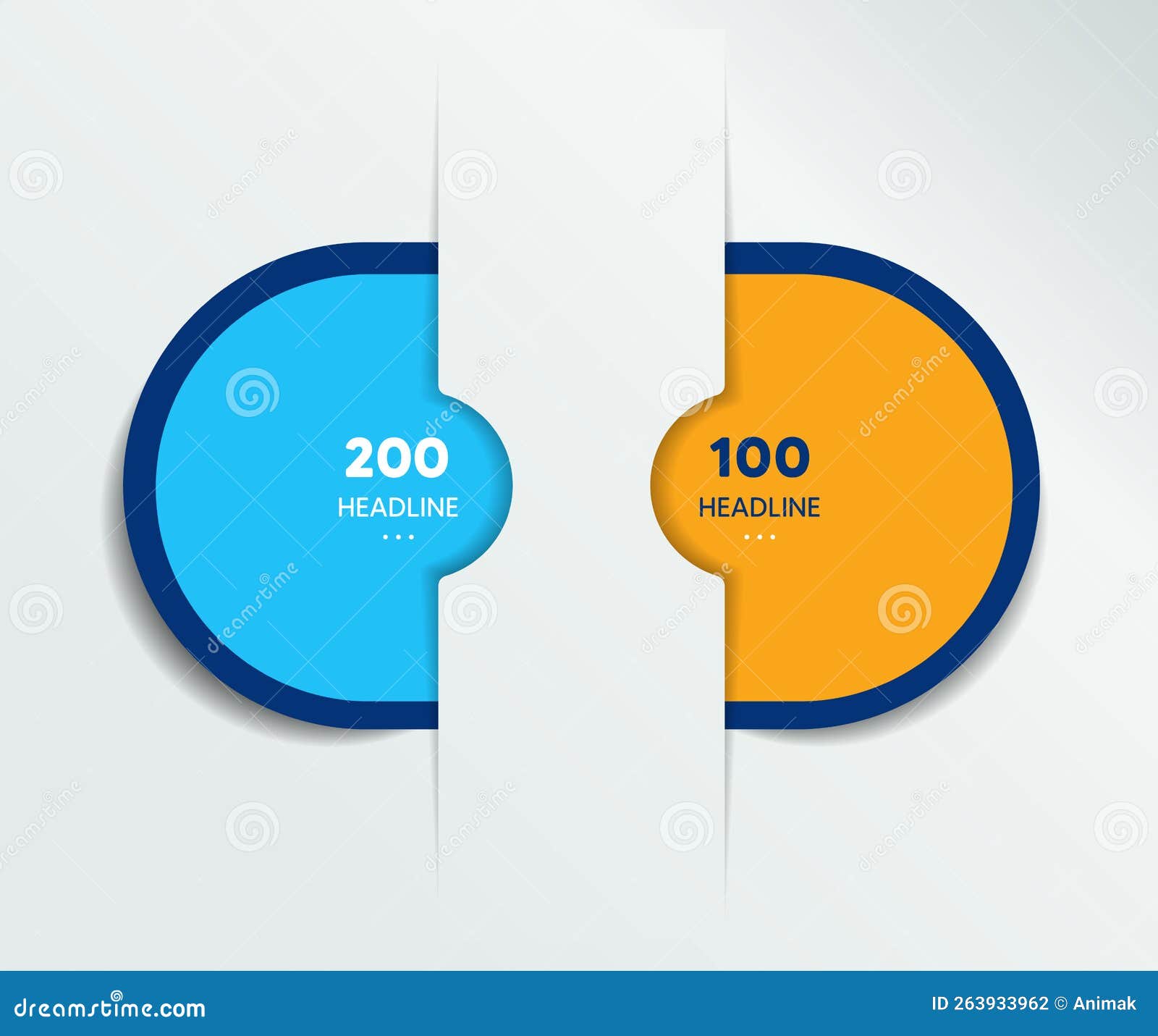 Infographic Vector Option Banner with 2 Steps. Color Spheres, Balls ...