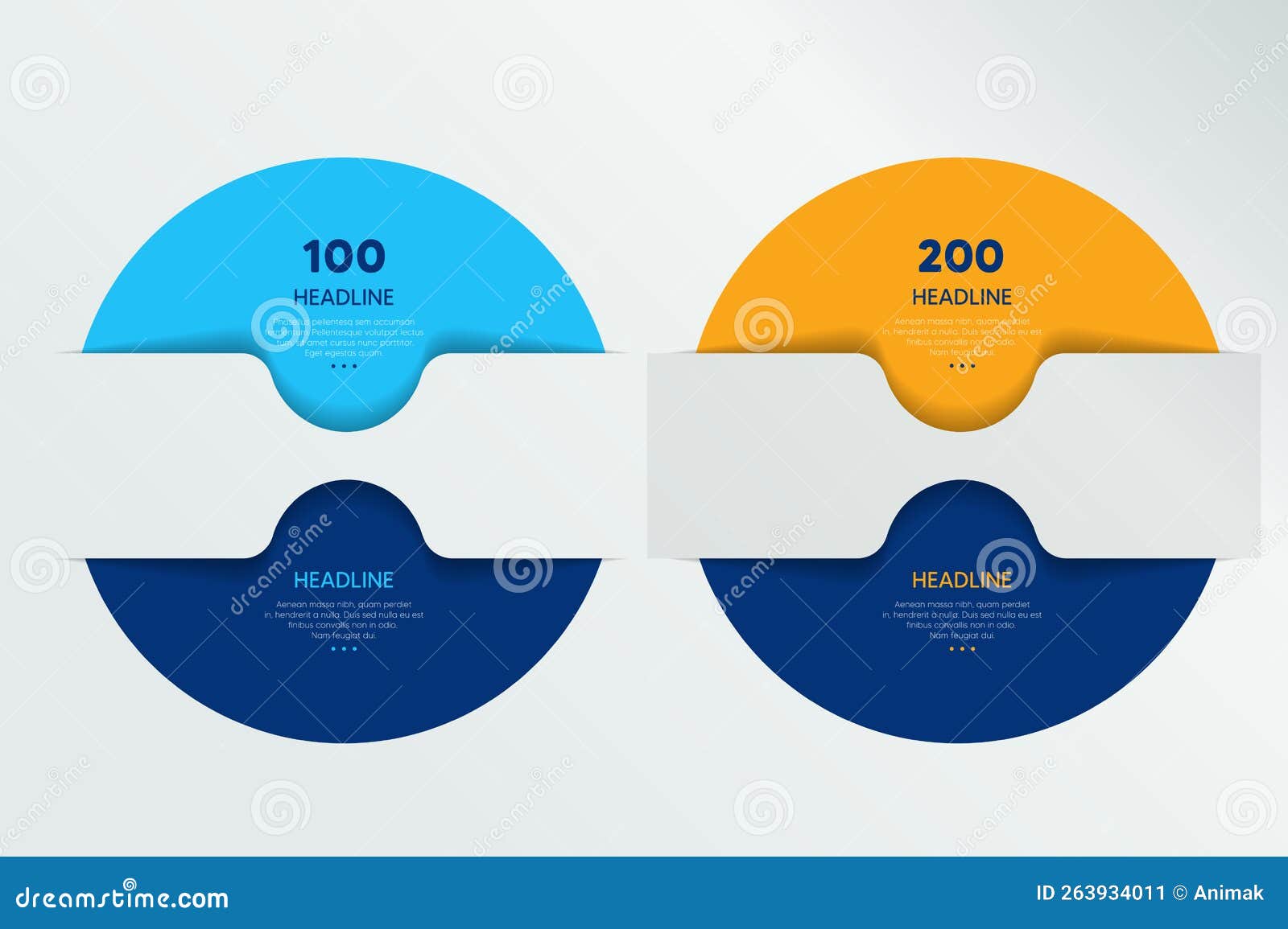 Infographic Vector Option Banner with 2 Steps. Color Spheres, Balls ...