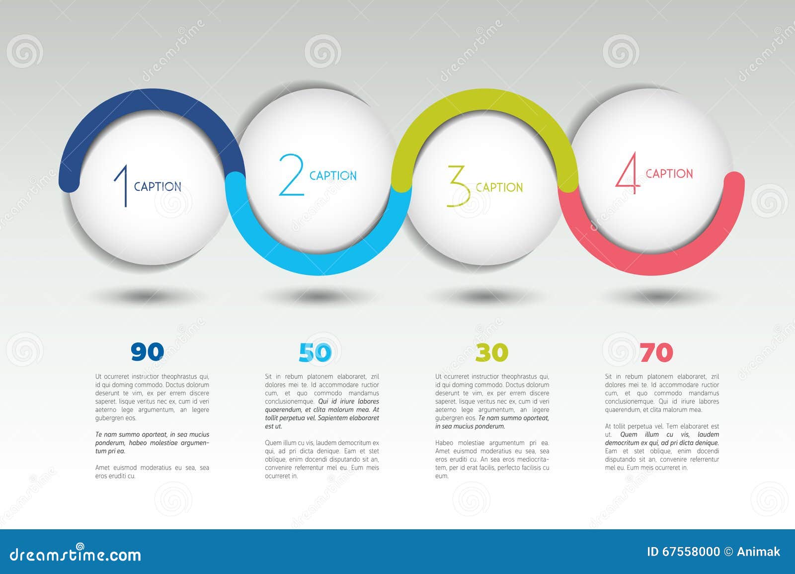 Infographic Vector Option Banner with 4 Steps. Color Spheres, Balls ...
