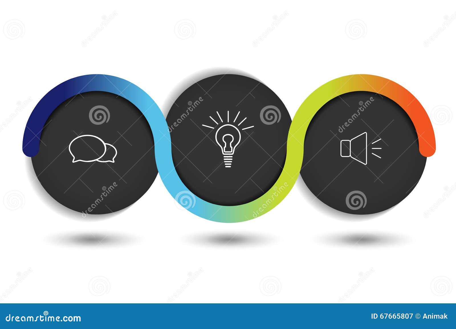 Infographic Vector Option Banner with 3 Steps. Color Spheres, Balls ...
