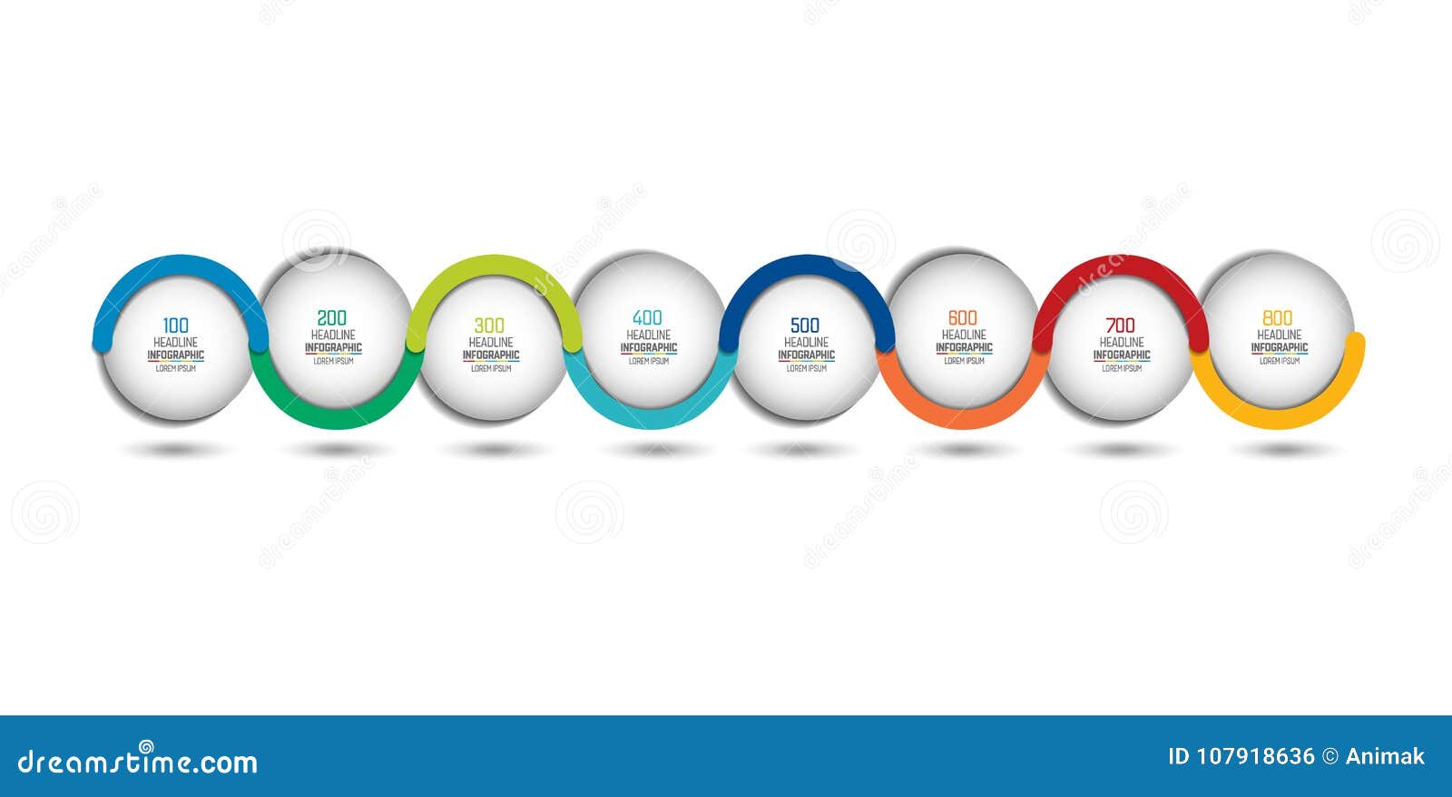 Timeline. Color Memory Stickers With Text Fields And Numbers. Cartoon ...