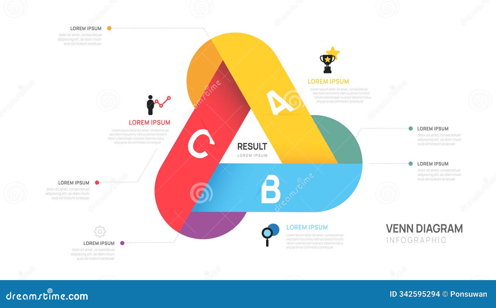 Infographic Venn Diagram Chart Triangle Template 3 Step Presentation ...