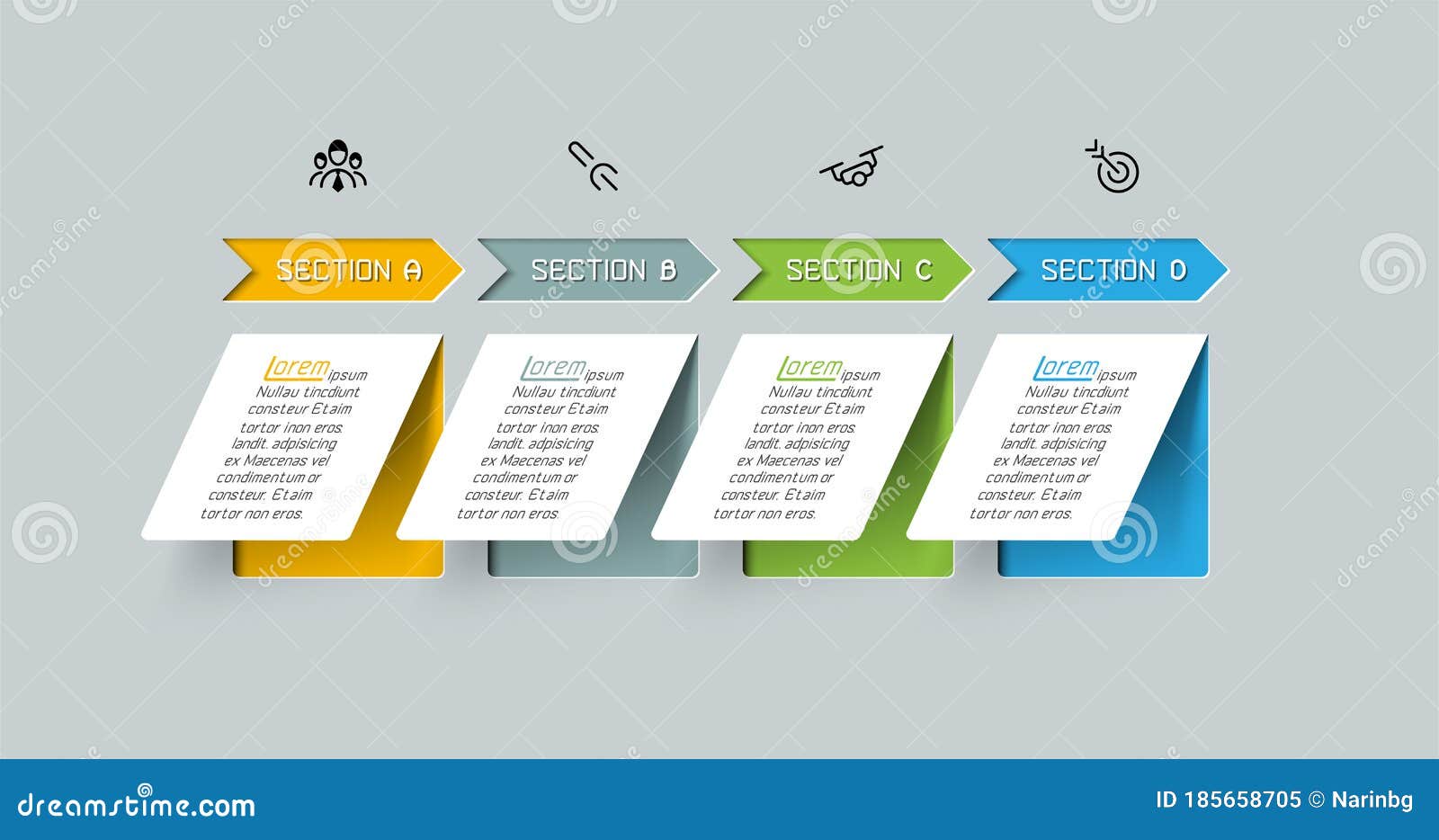 Vertical Paper Flat Infographic with Shadow Stock Vector - Illustration ...