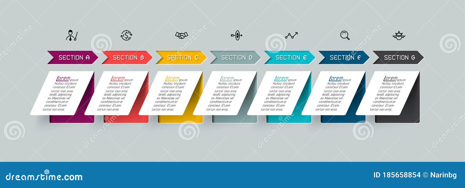 Vertical Paper Flat Infographic with Shadow Stock Vector - Illustration ...