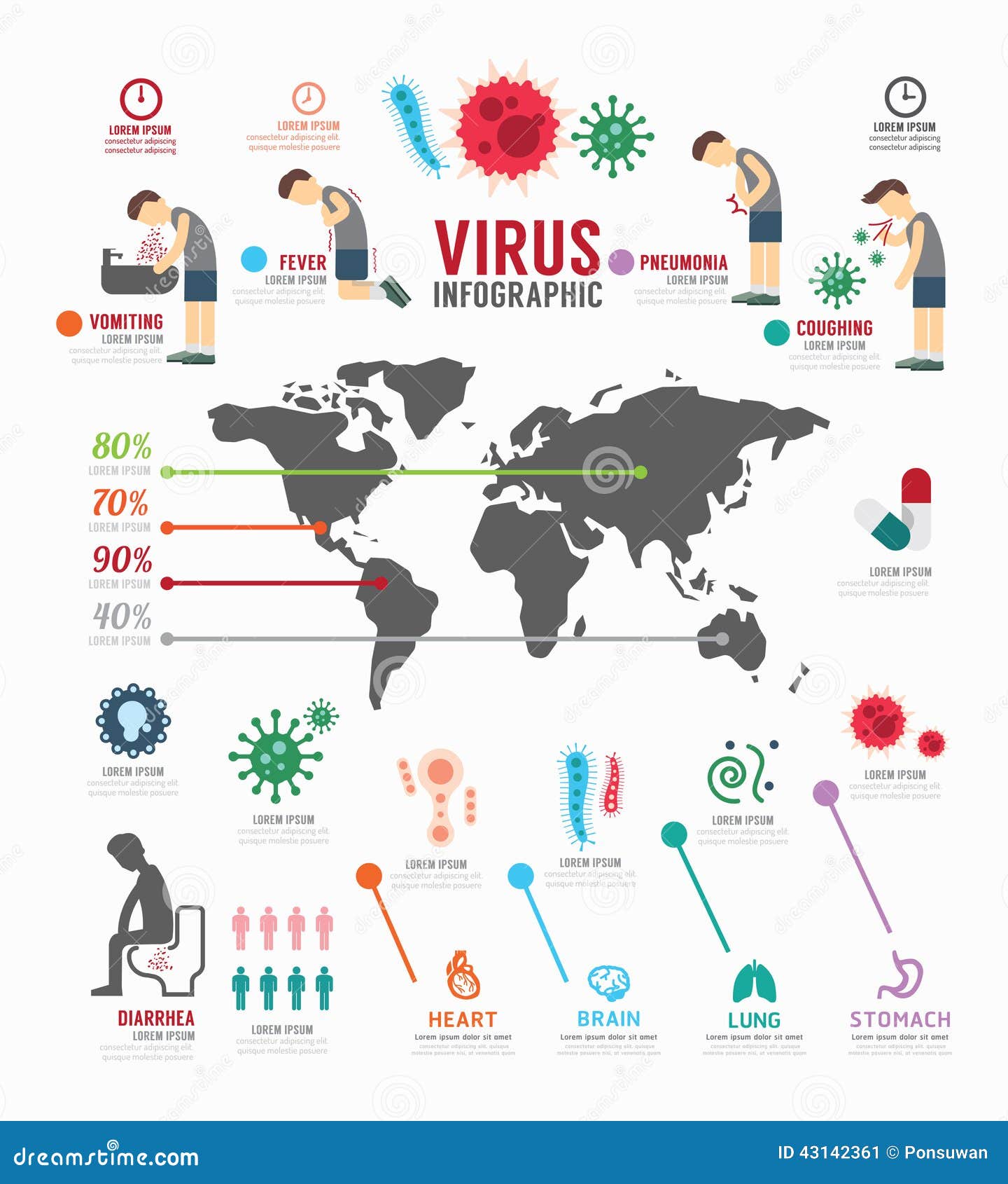 Infographic Virus Icons Set. Template Design .outbreaks Concept Stock ...