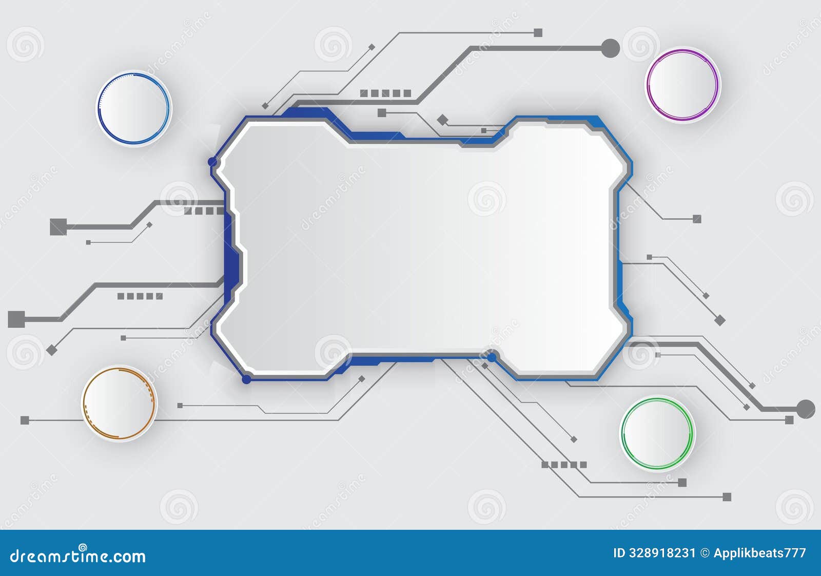 Infographic White Template Of Hud Ui Display With Circuit Electronic ...