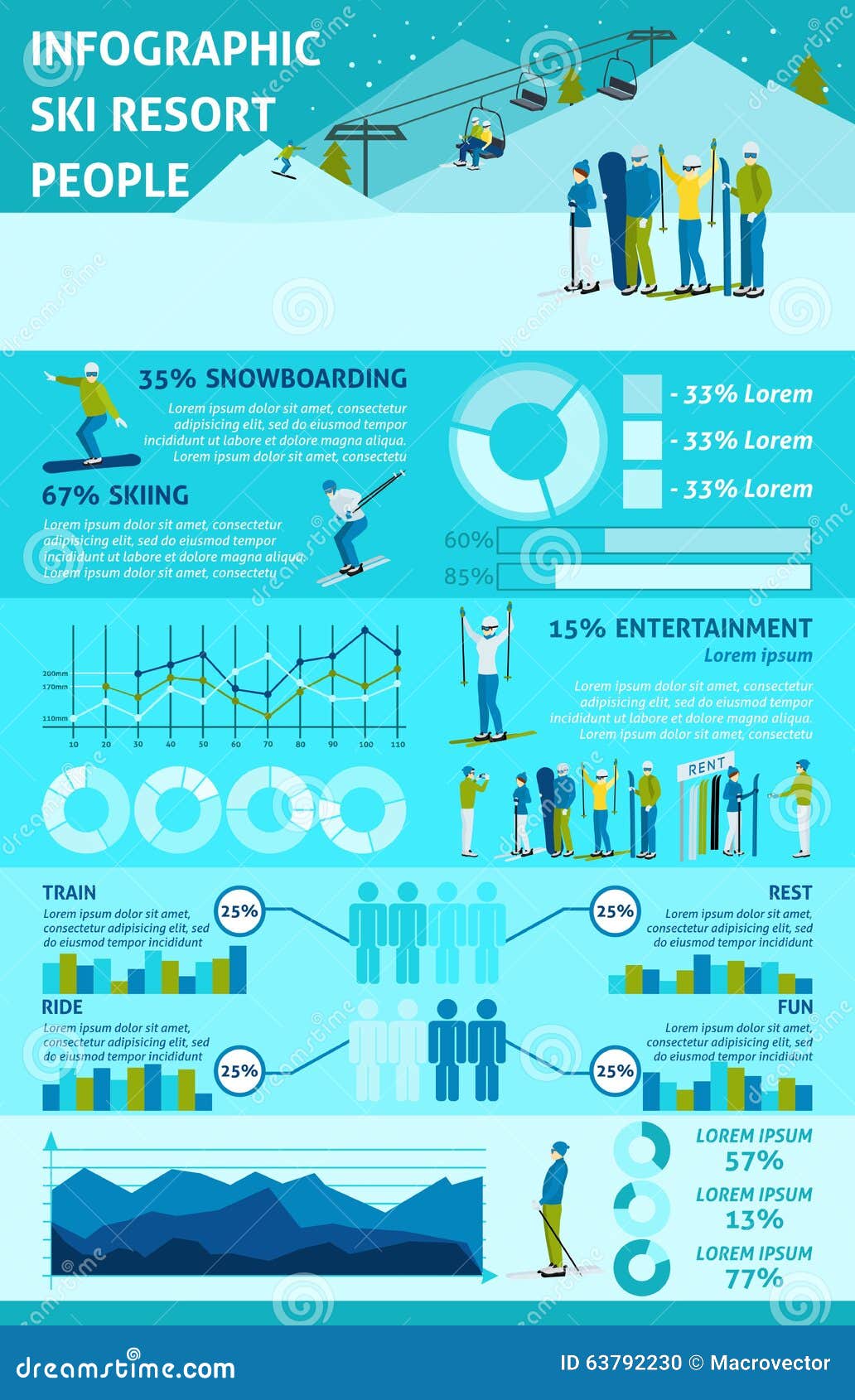 Infographic Winter Active Rest in Mountains Stock Vector - Illustration ...