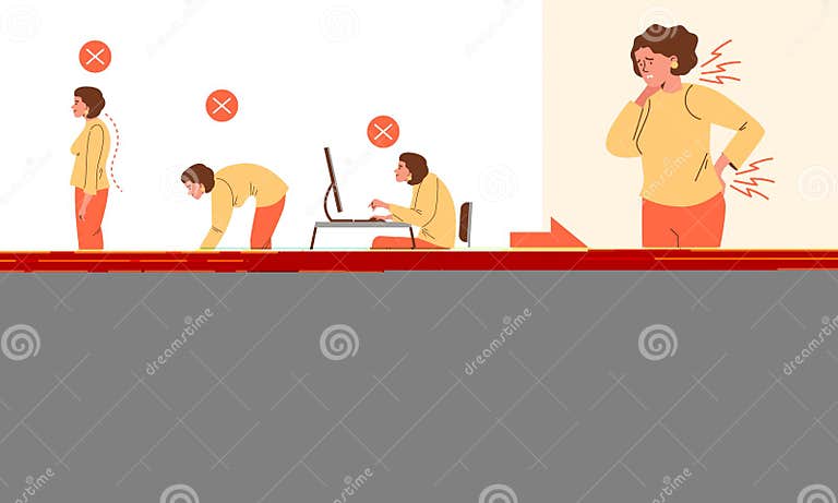 Infographic with Woman about Bad Posture Flat Style, Vector ...