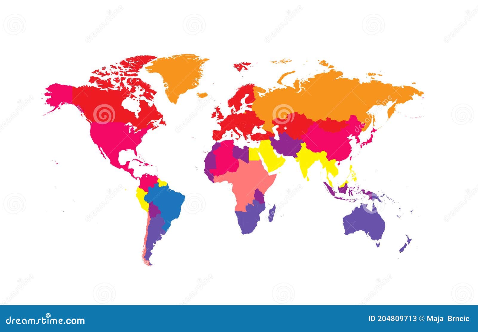 World Map Info Graphic, Colorful Borders. Stock Vector - Illustration ...
