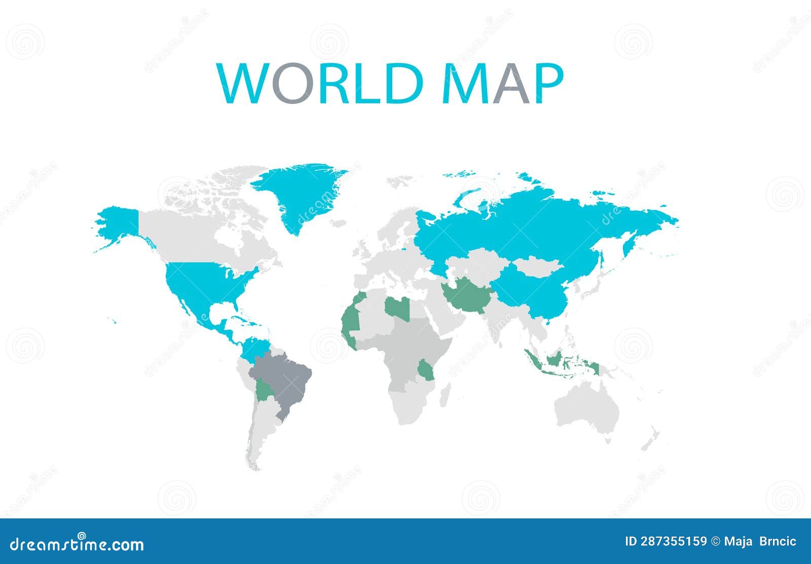 World Map Infographic Politics , Blue and Grey Color with Borders ...