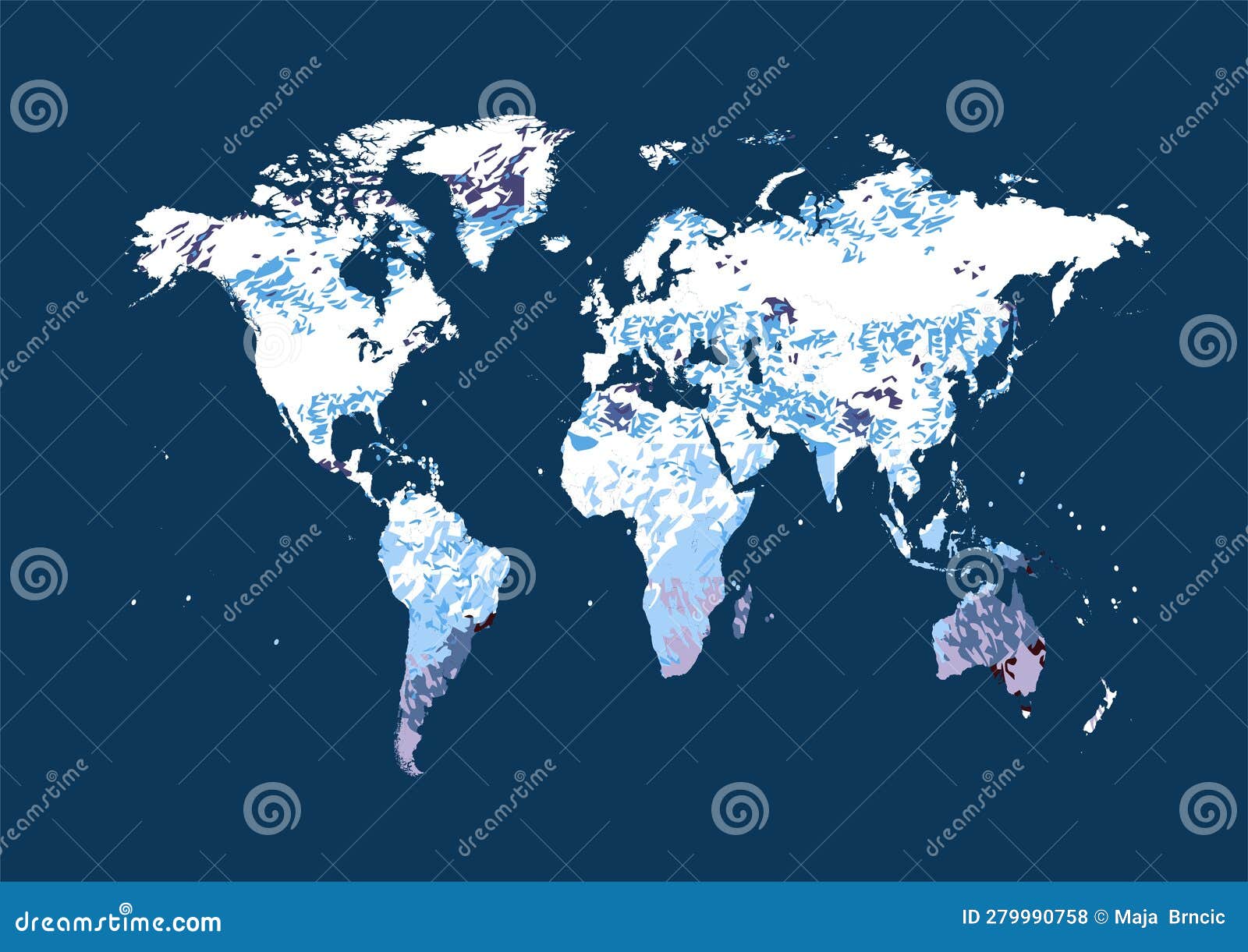 Infographic World Map Ice Age, Countries Covered with Snow, Winter Time ...