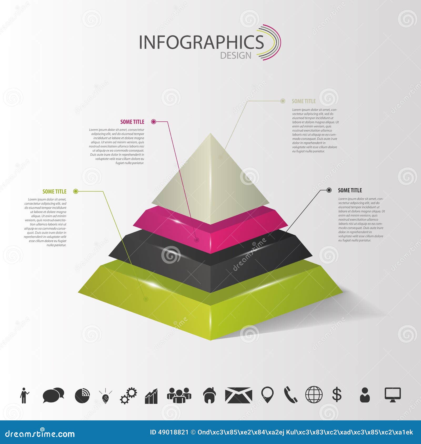 Infographics. Abstract 3d Pyramid with Icons Stock Vector ...
