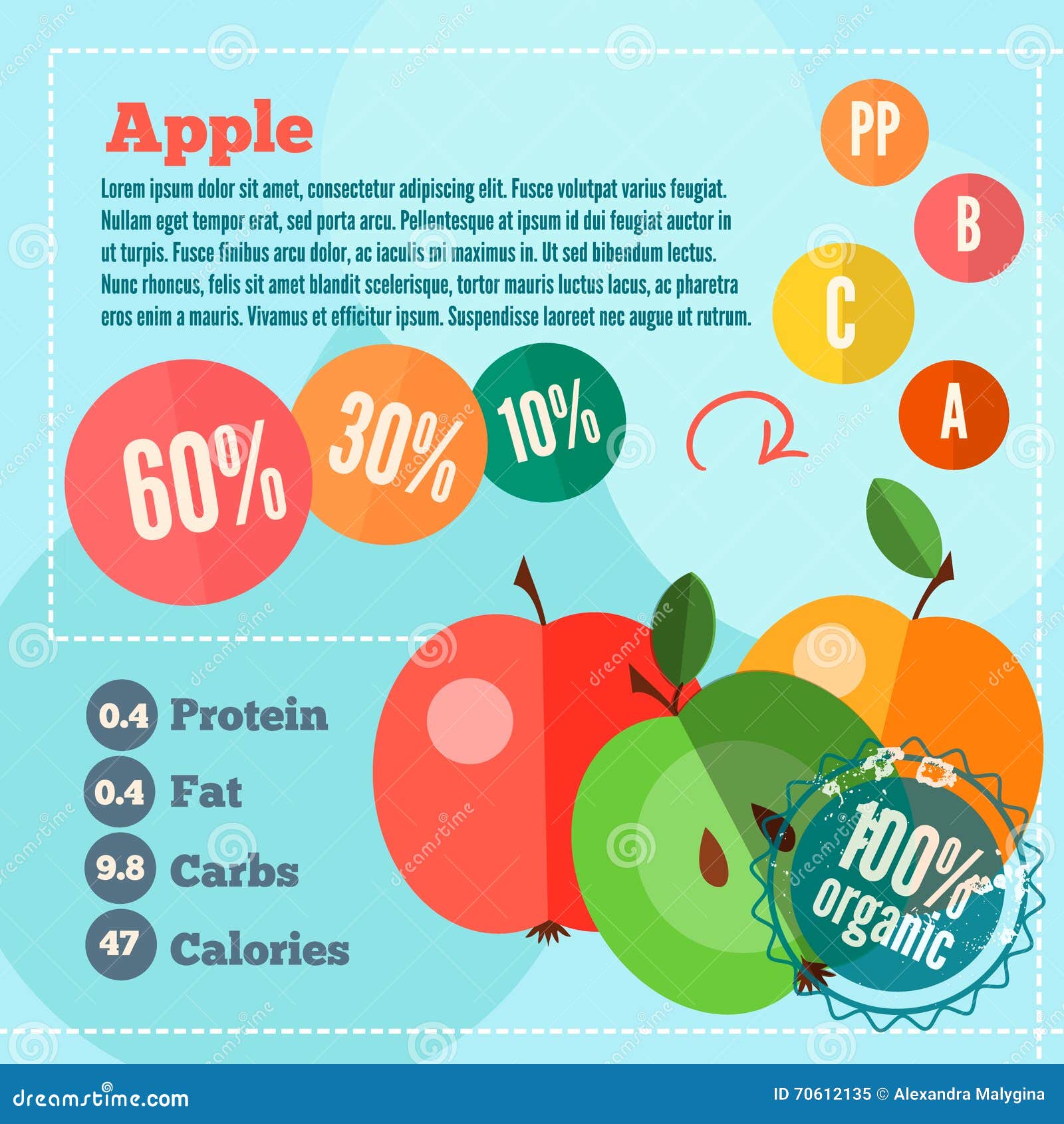 Infographics Apple and Vitamins in a Flat Style Stock Vector ...
