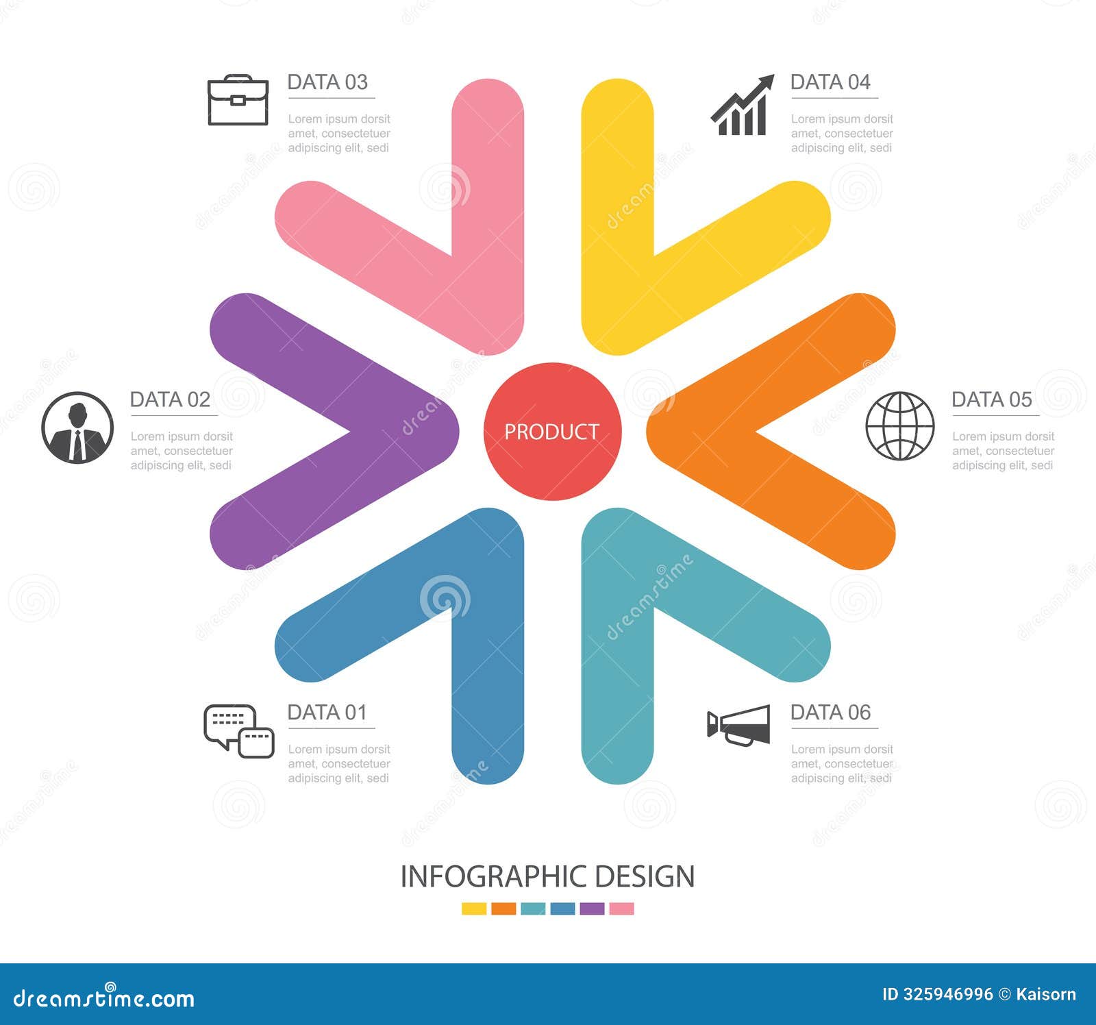 Infographics Arrow Shape with 6 Number Data Template. Illustration ...